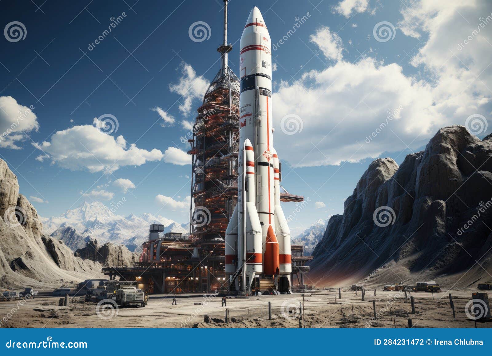 Spacecraft Launch Base. Generative AI Stock Illustration - Illustration ...