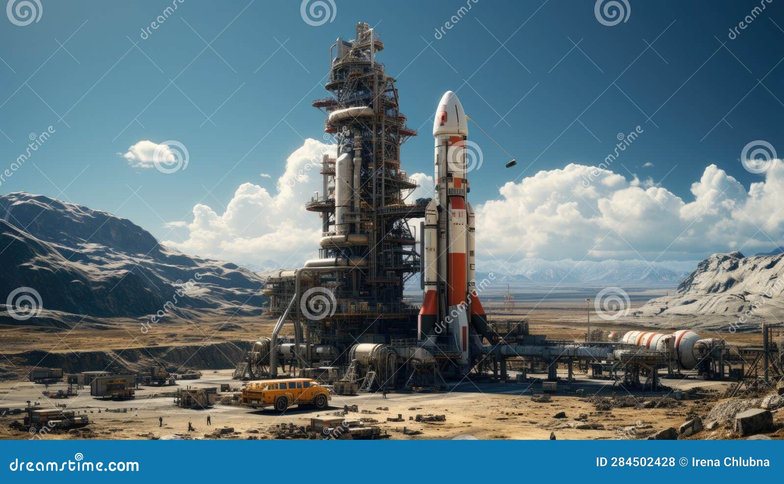 Spacecraft Launch Base. Generative AI Stock Illustration - Illustration ...