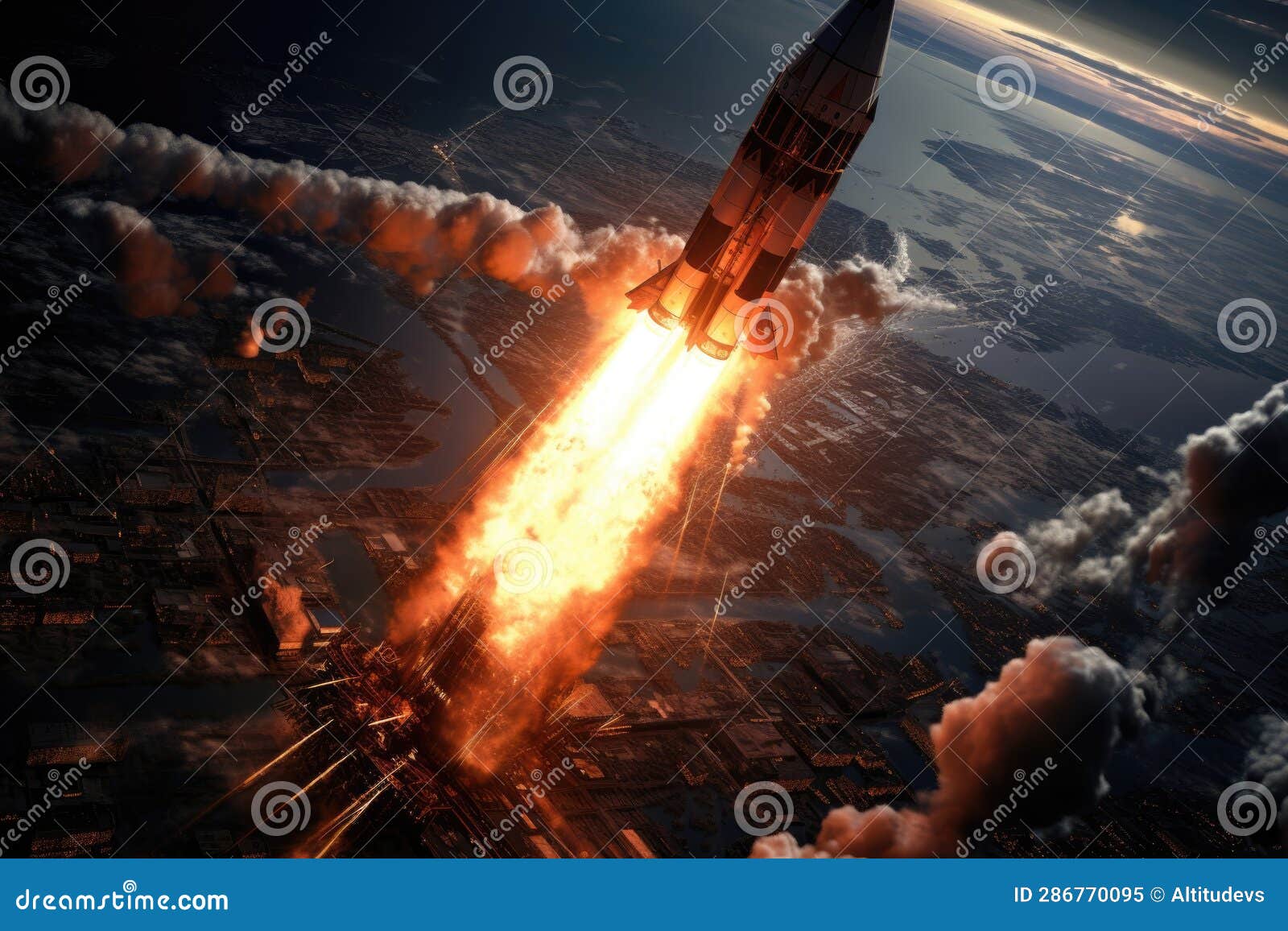 Spacecraft Launching from Earth into Orbit Stock Image - Image of ...
