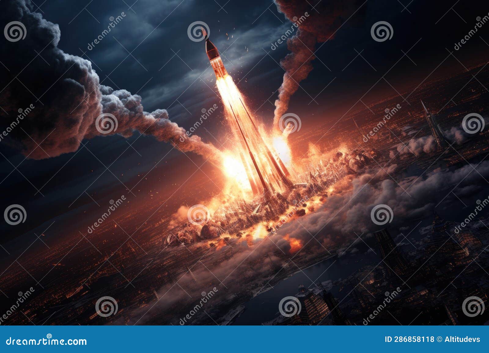 Spacecraft Launching from Earth into Orbit Stock Photo - Image of ...