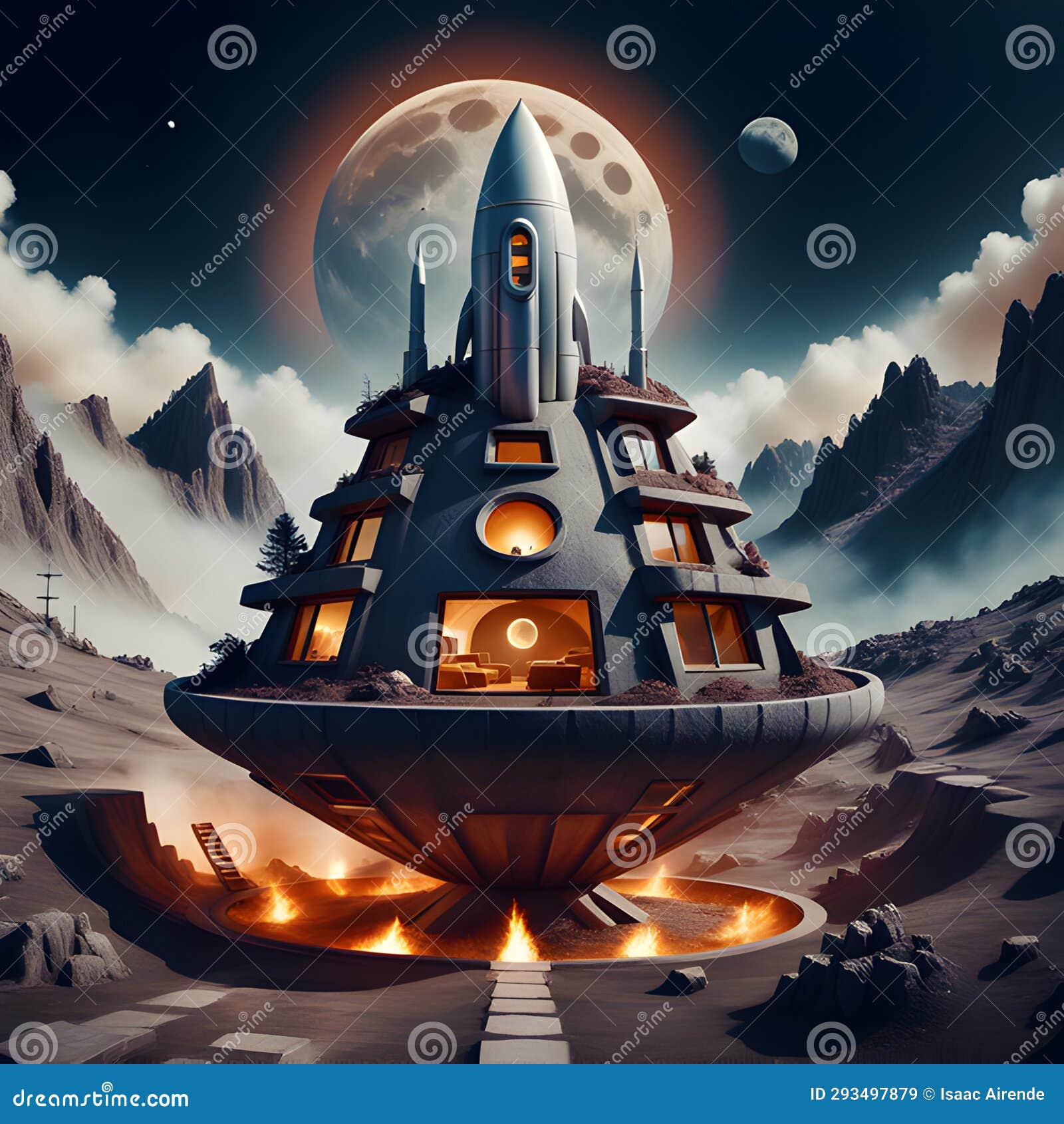 A Spacecraft Majestically Taking Off into Outer-space Generated by Ai ...