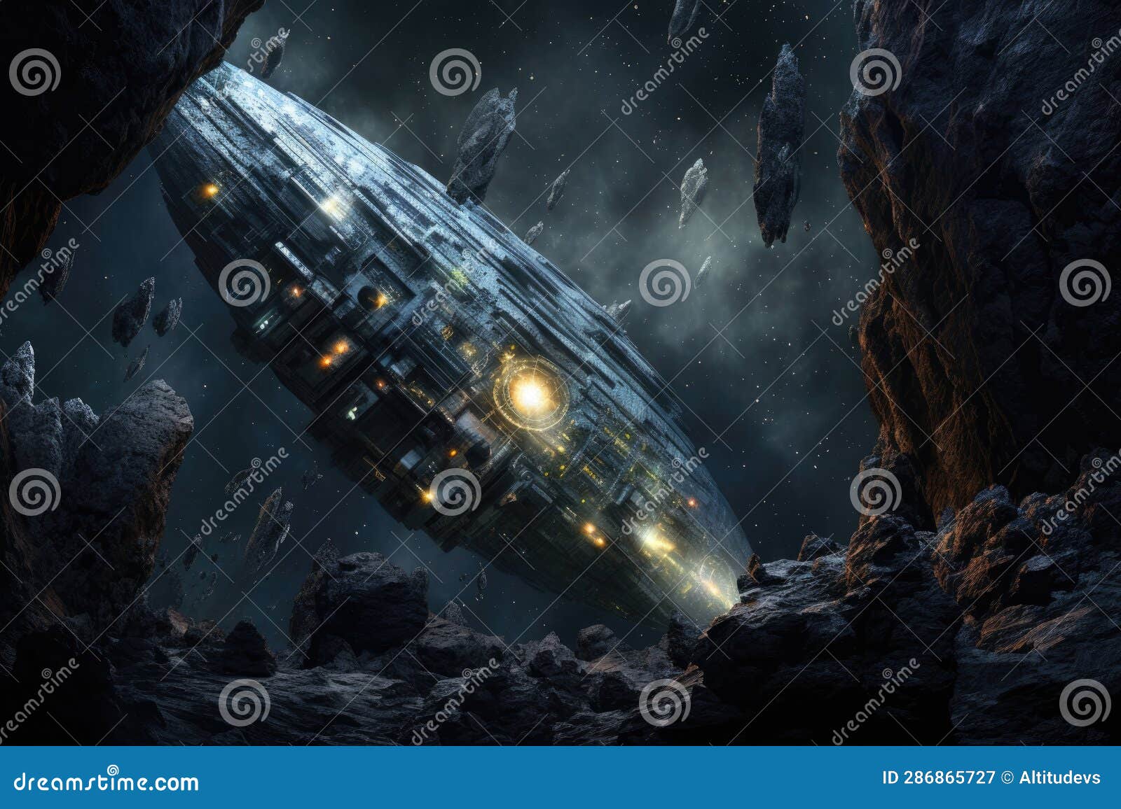 Spacecraft Mining an Asteroid in Deep Space Stock Image - Image of ... Spacecraft Mining an Asteroid in Deep Space Stock Image - Image of ...