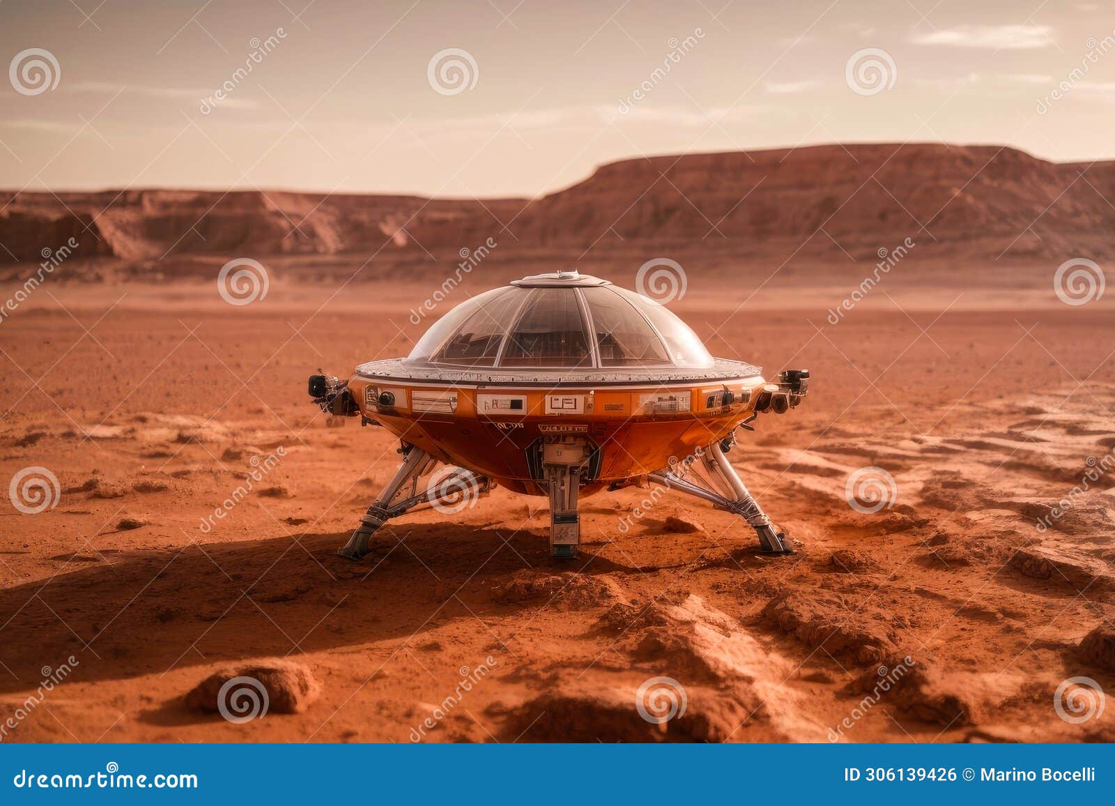Spacecraft Module Landed on the Surface of Mars To Explore the Terrain ...