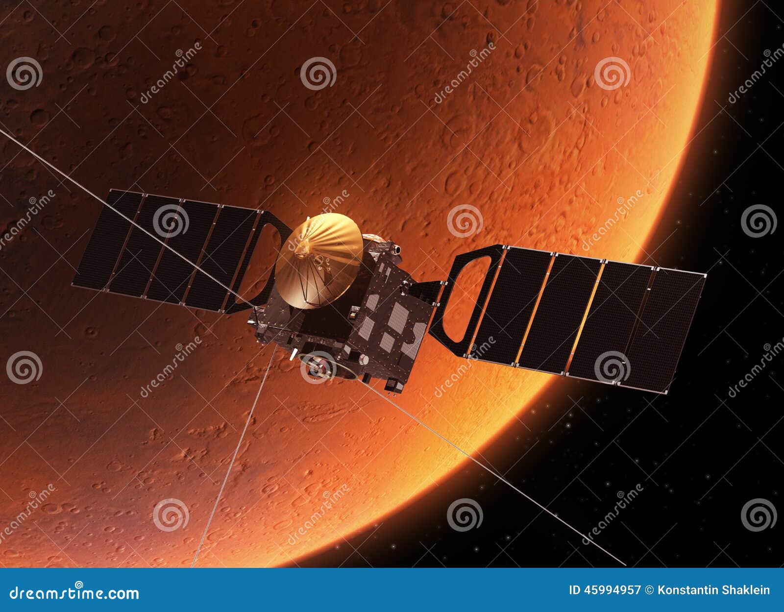 Spacecraft Orbiting Planet Mars Stock Illustration - Illustration of ...