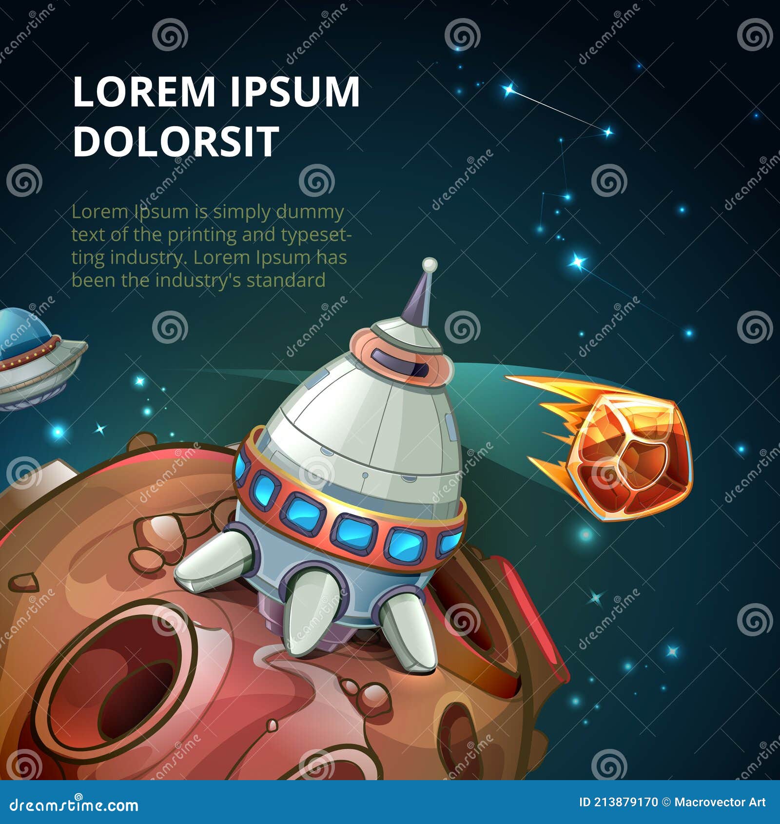 Spacecraft, Planets and Space. Creative Vector Design Concept Stock ...