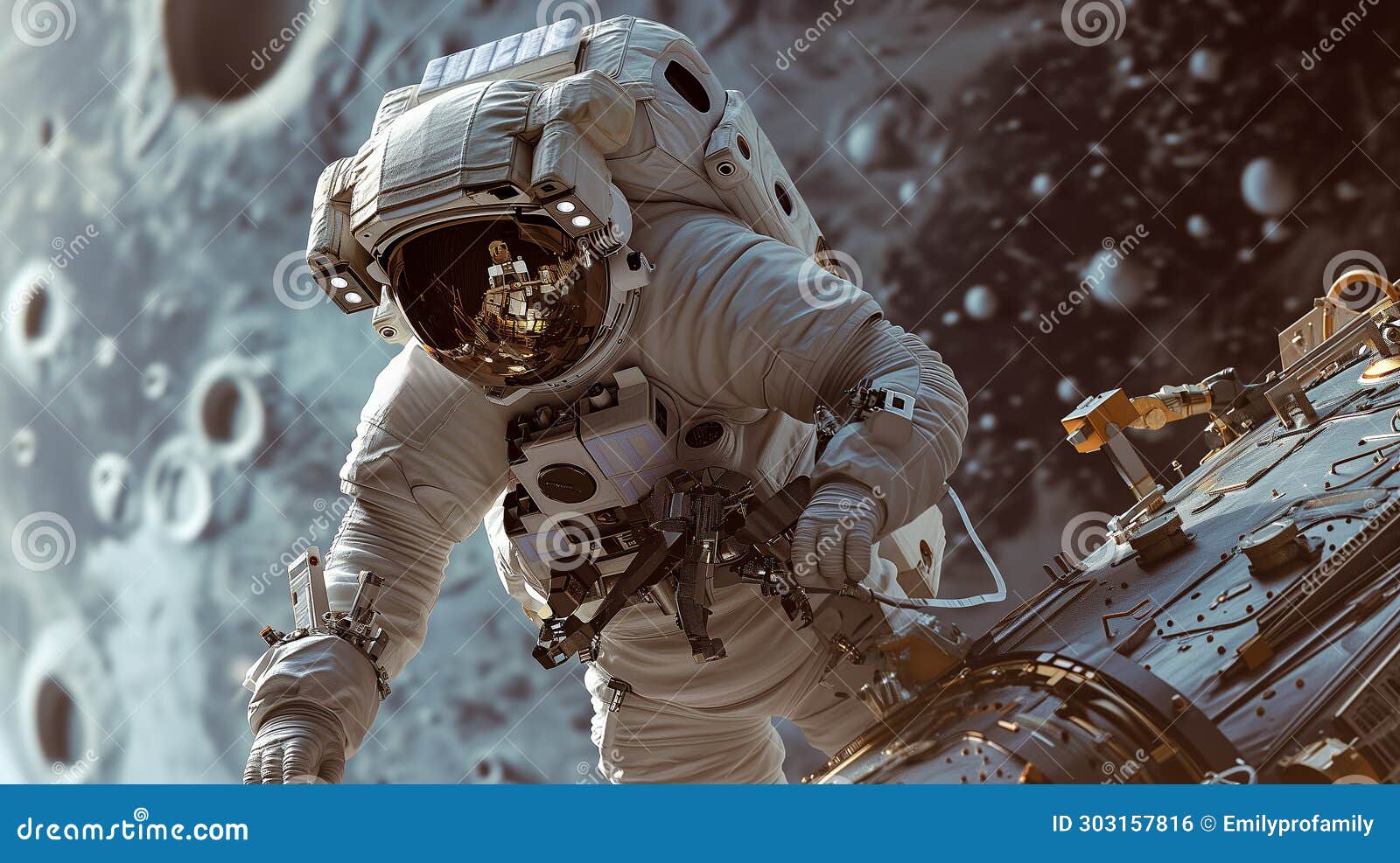 Astronaut Fixes Spaceship Glitch During Extravehicular Repair Stock ...