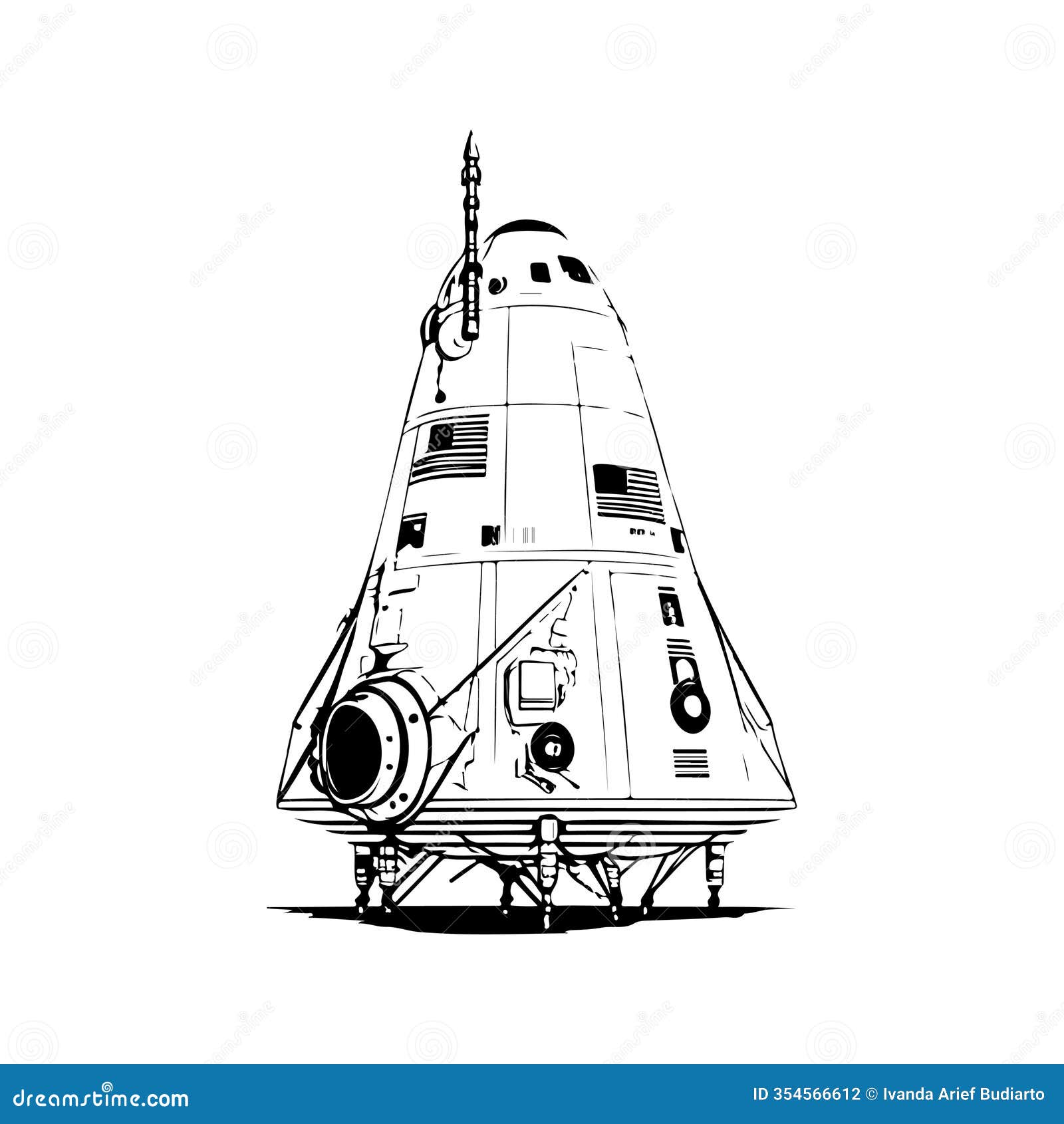 Spacecraft Sketch, Apollo Capsule Drawing Stock Illustration ...