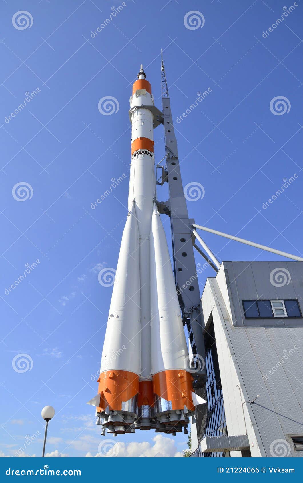The Spacecraft Stands on Against the Blue Sky. Stock Photo - Image of ...