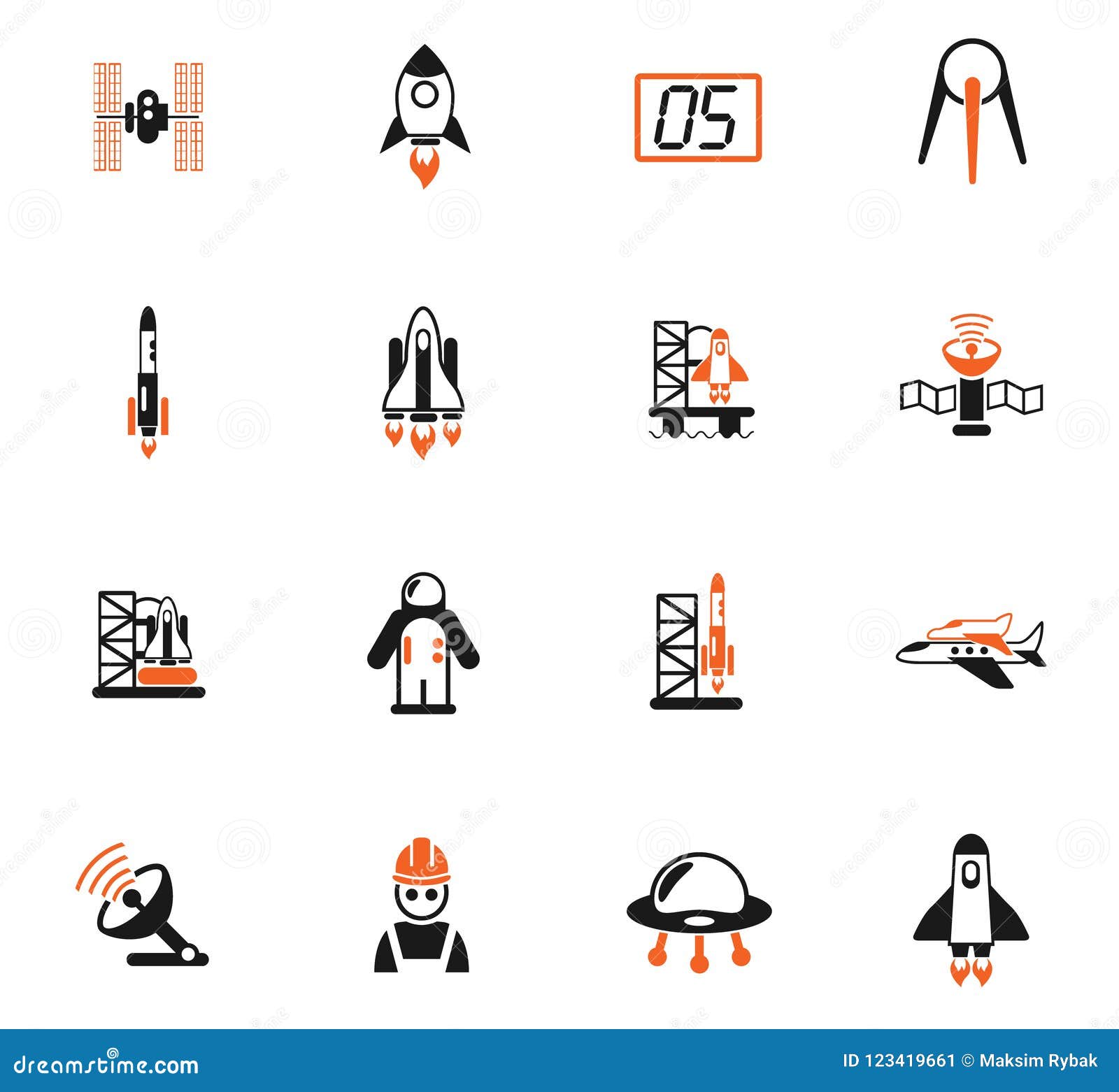 Spacecrafts Icon Set Vector Illustration | CartoonDealer.com #122110444