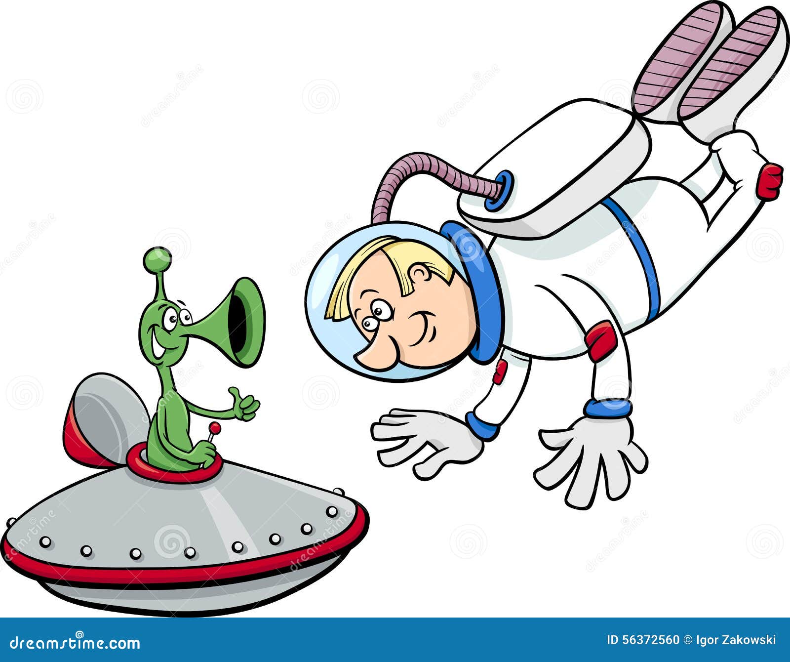 Spaceman With Alien Cartoon Vector Illustration | CartoonDealer.com ...
