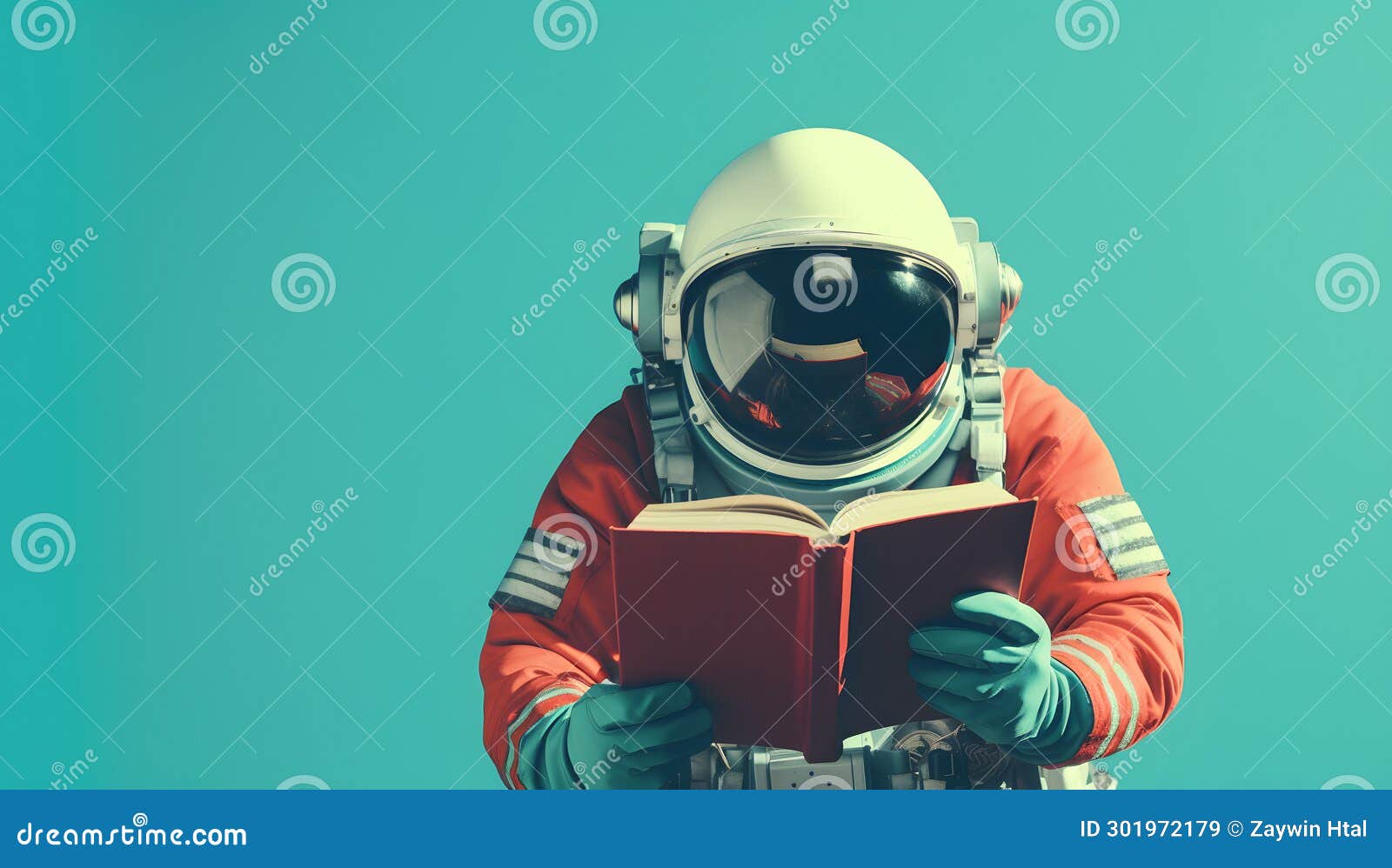Spaceman or Astronaut Reading Book Stock Illustration - Illustration of ...