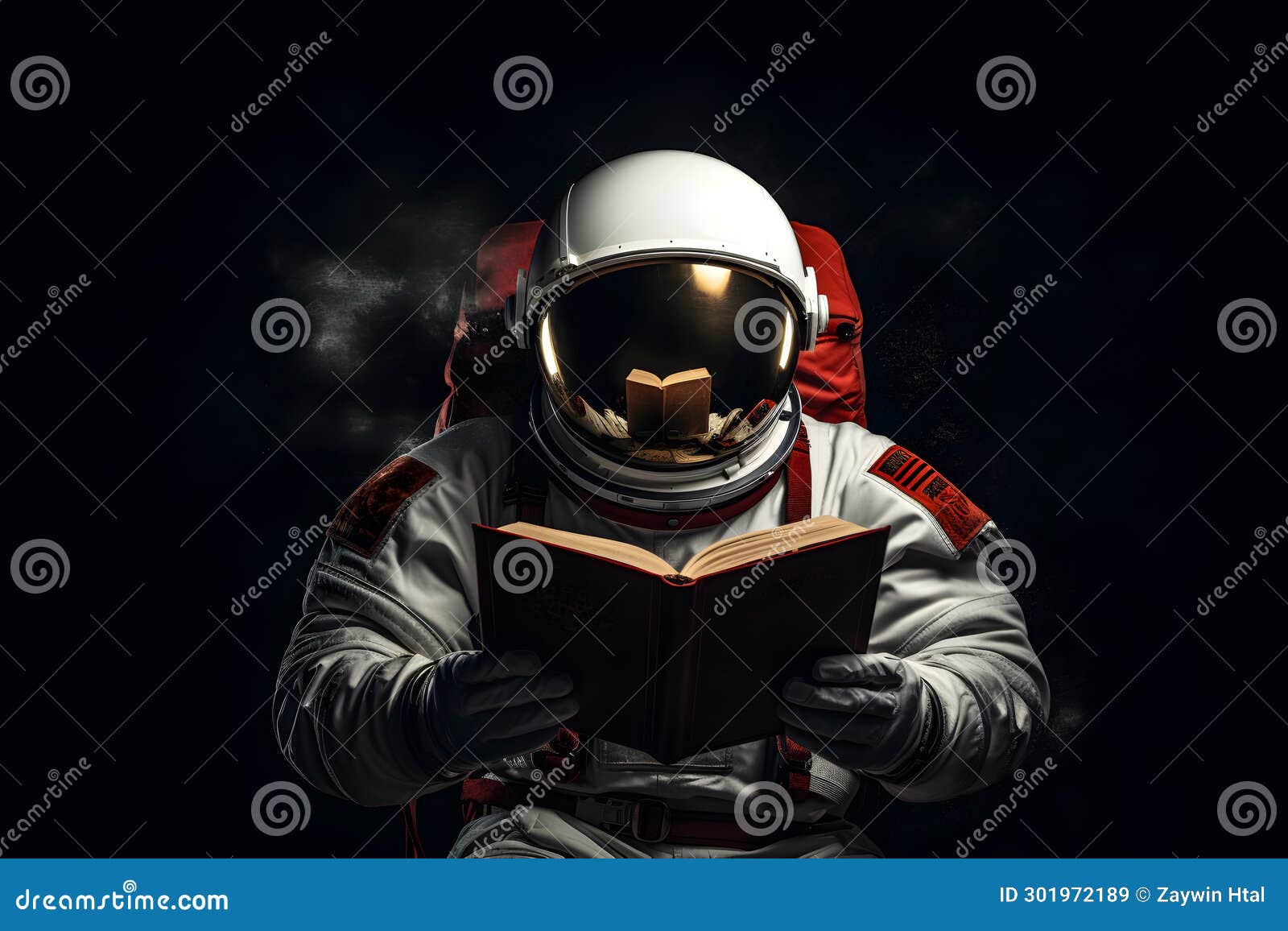 Spaceman or Astronaut Reading Book Stock Illustration - Illustration of ...