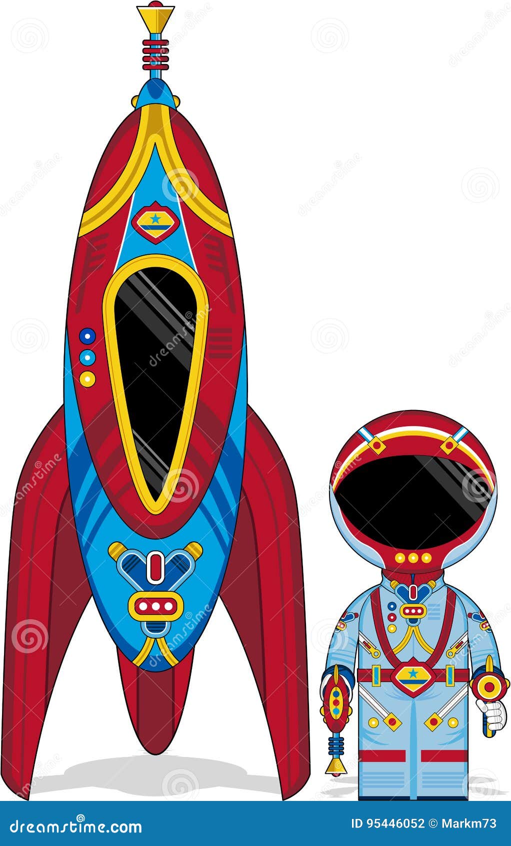 Spaceman Astronaut & Rocket Ship Stock Vector - Illustration of ...