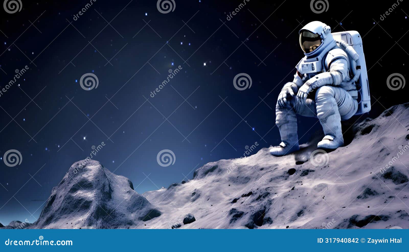 Spaceman On Rock Edge. Mixed Media Royalty-Free Stock Photography ...