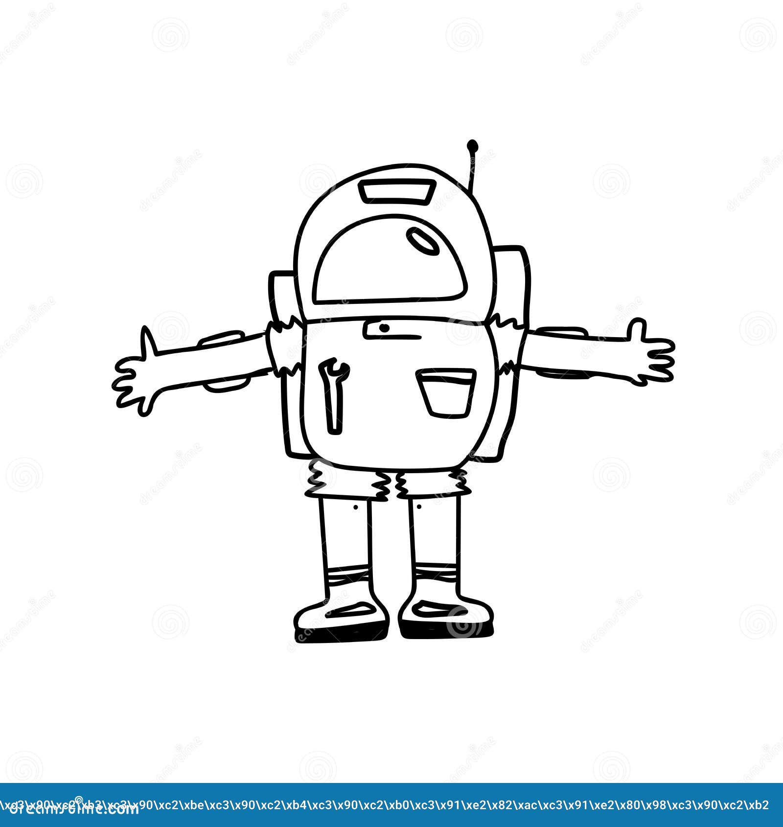 Spaceman or Astronaut in a Spacesuit. Vector Illustration in Doodle ...