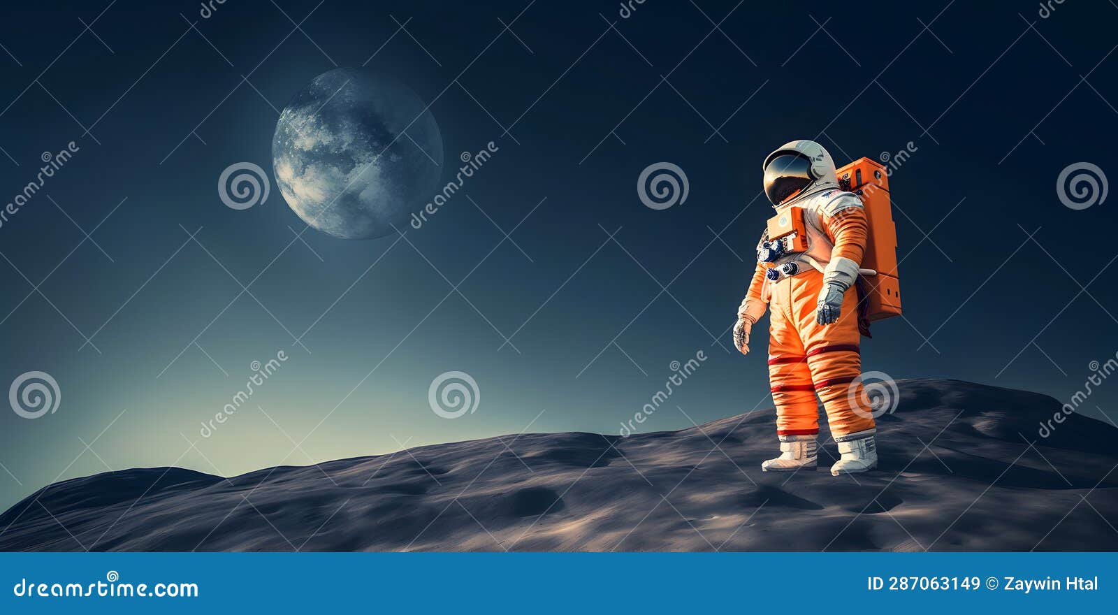 Spaceman or Astronaut on the Surface of Moon Stock Illustration ...