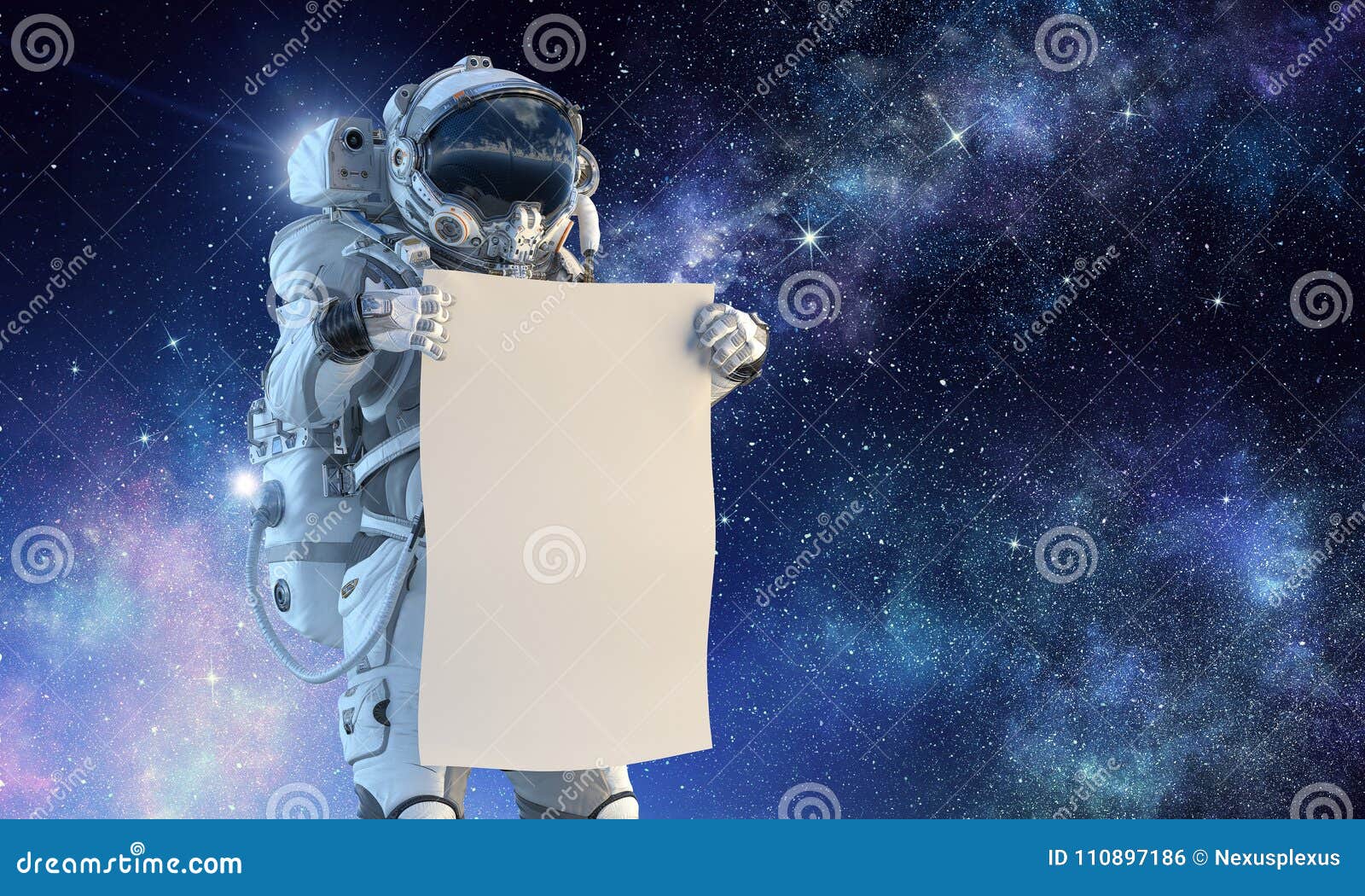 Spaceman with Banner. Mixed Media Stock Illustration - Illustration of ...