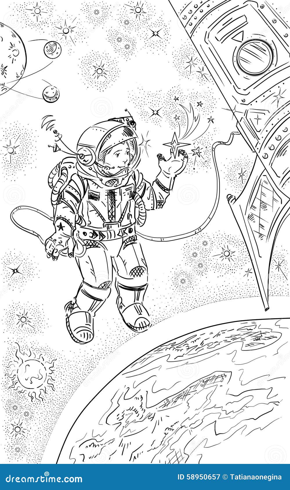 Spaceman stock illustration. Illustration of cosmonaut - 58950657