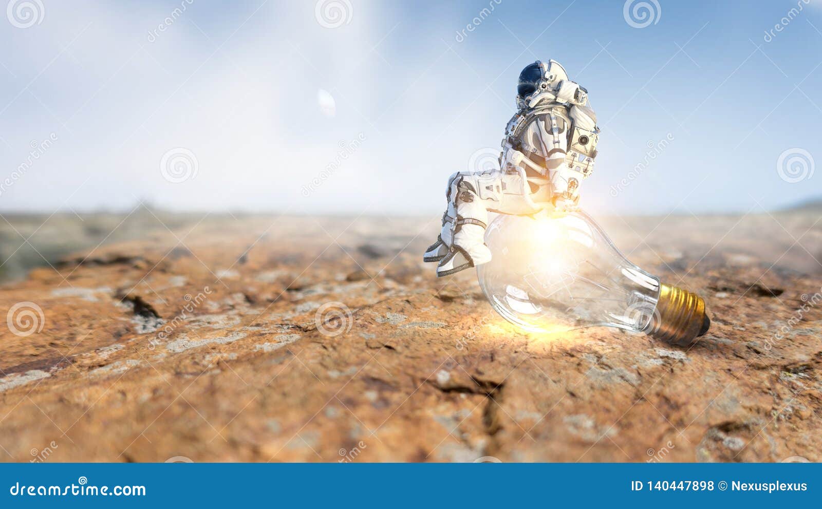 Spaceman on Bulb. Mixed Media Stock Photo - Image of spaceman ...