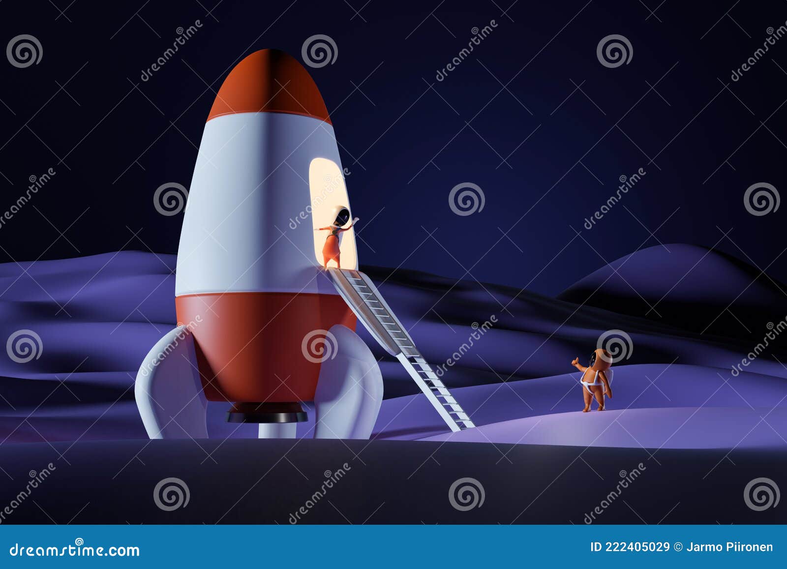 Spaceman Captain and Little Spaceboy in Moon. Cartoon Planet ...