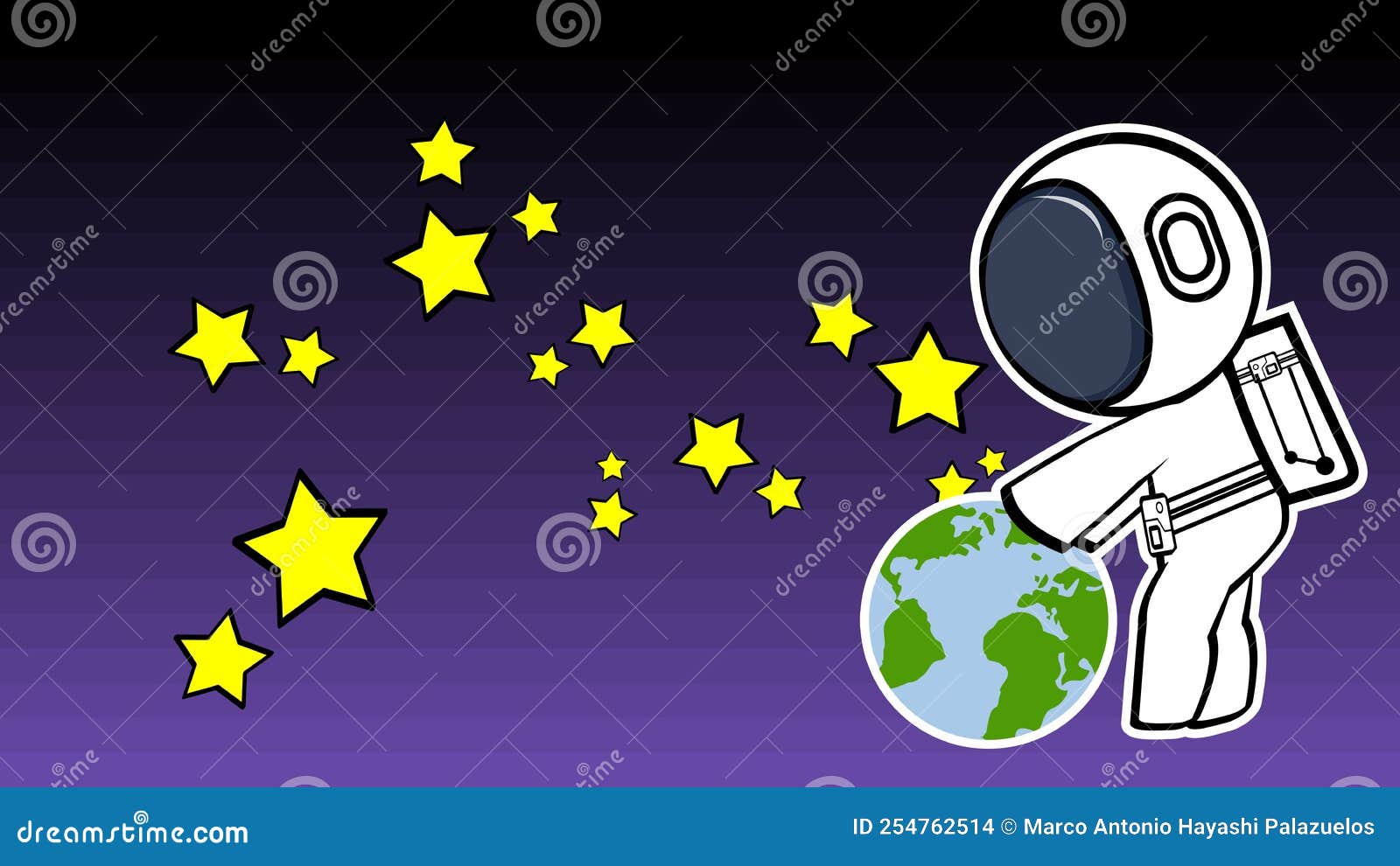 Spaceman Character Cartoon Sticker Poster Background Stock Vector ...