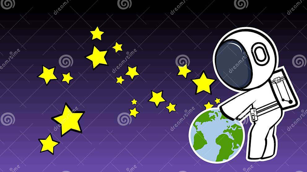 Spaceman Character Cartoon Sticker Poster Background Stock Vector ...