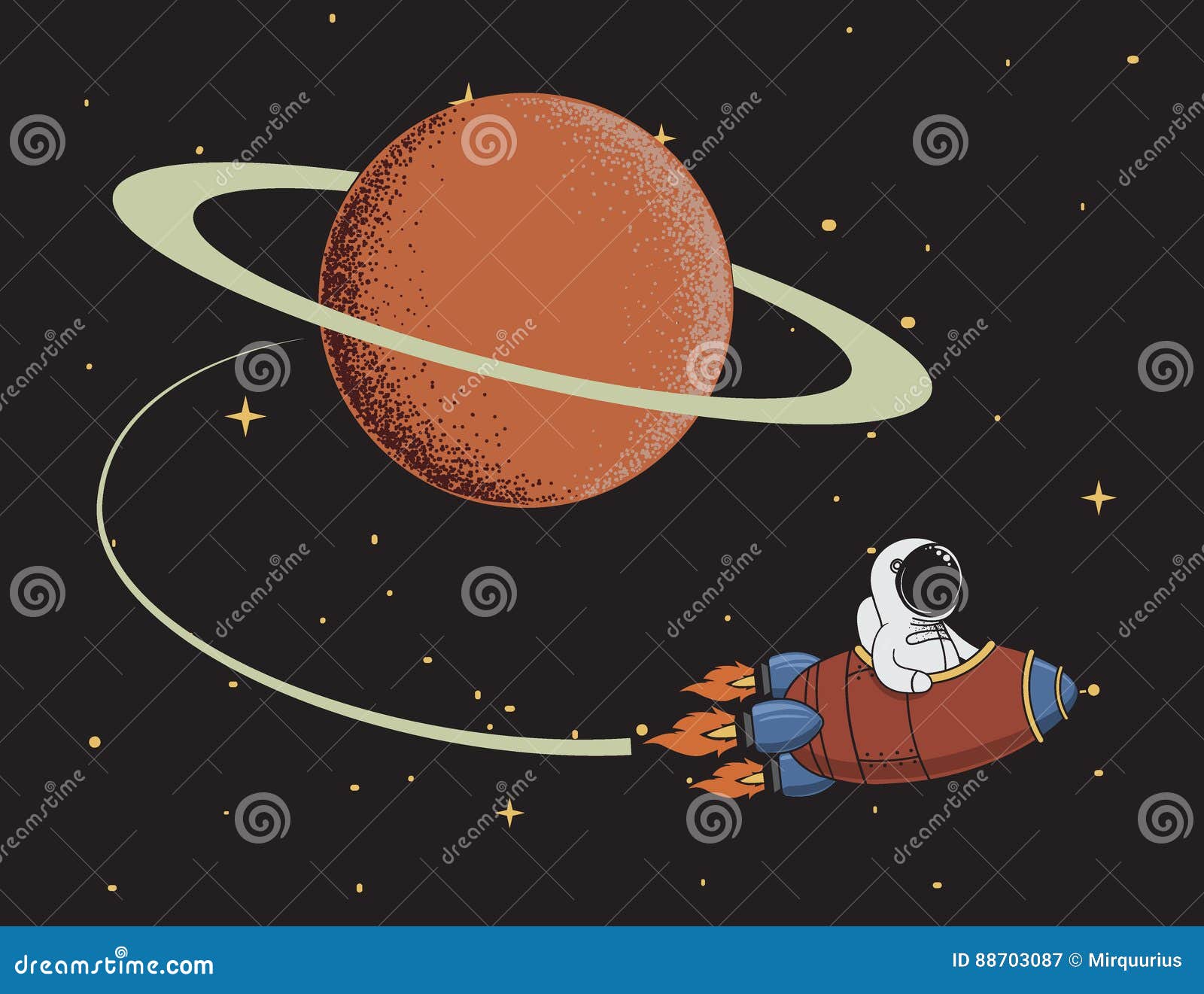 Spaceman Come Back After Mission To Saturn Cartoon Vector ...