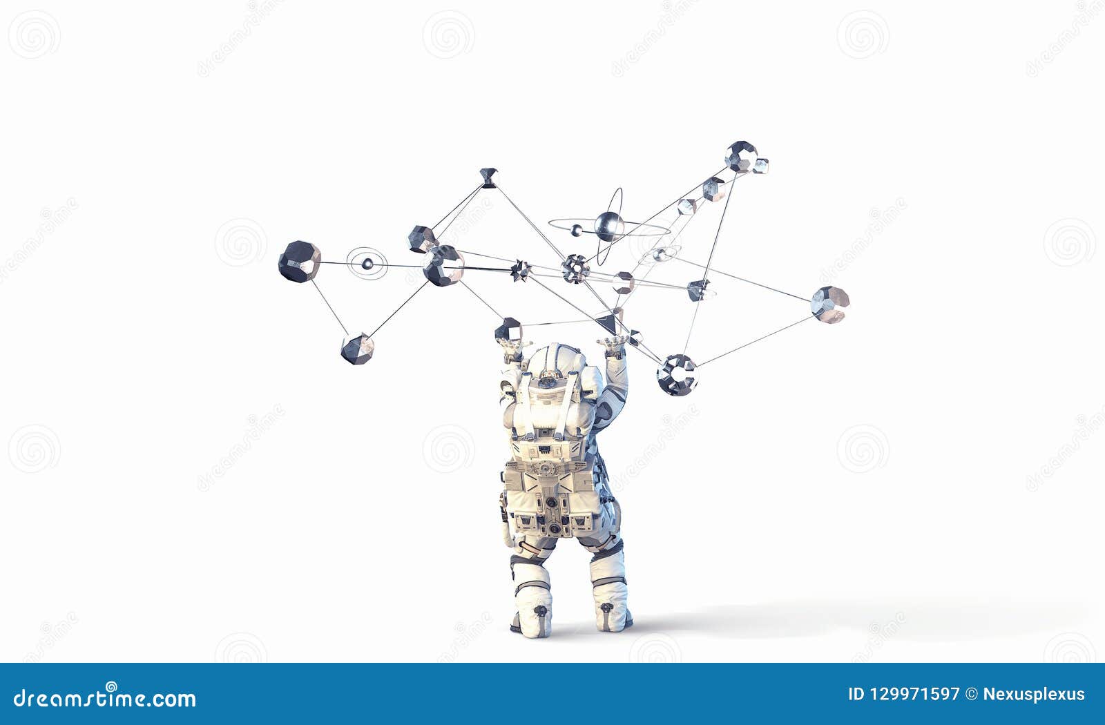 Spaceman and Connection Concept. Mixed Media Stock Illustration ...