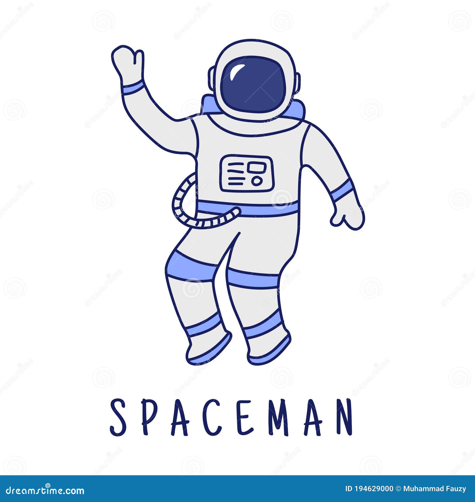 Spaceman Doodle Illustration Isolated on White Background Stock Vector ...