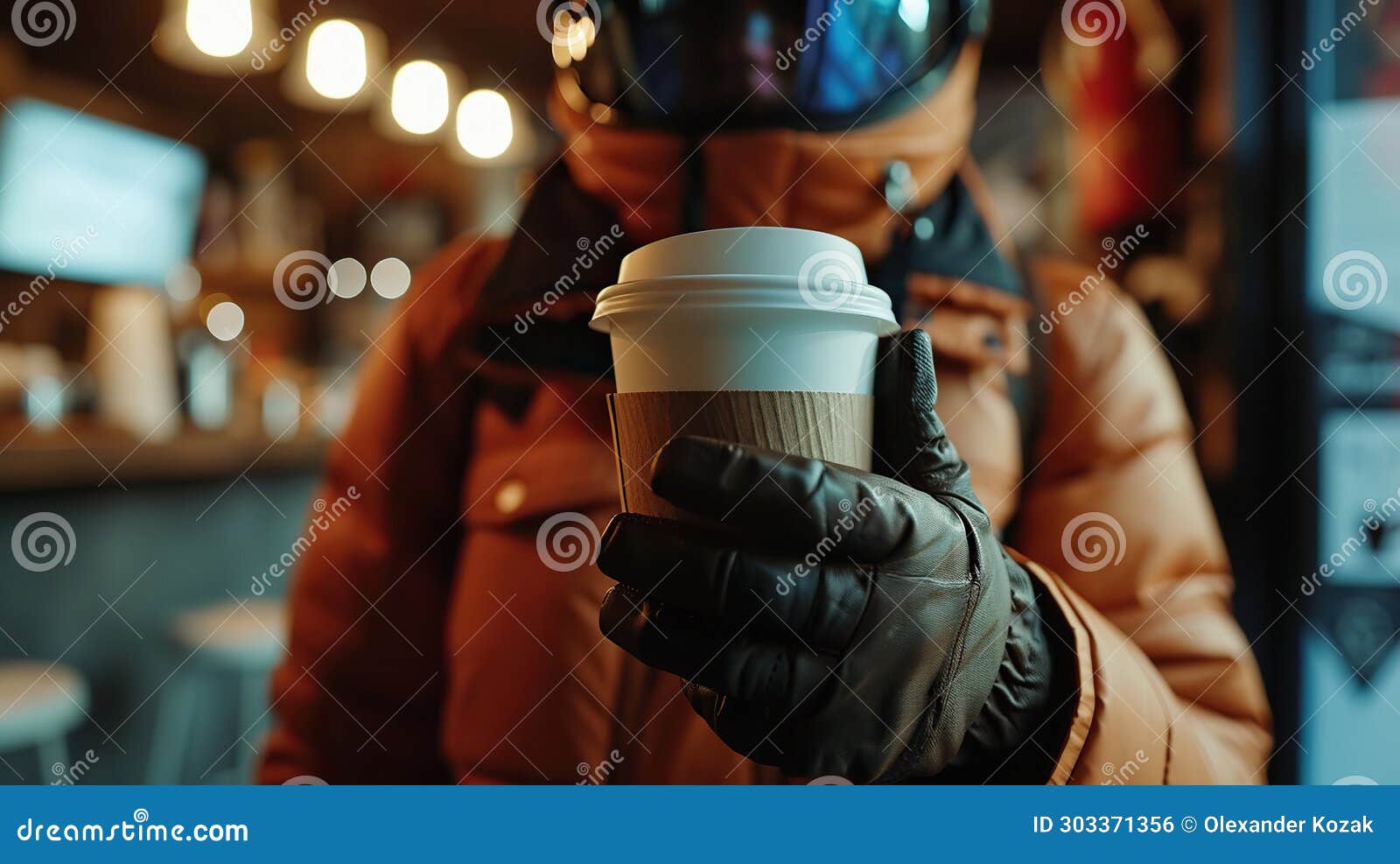 Spaceman Drink a Cup of Coffee in Coffee Store Stock Illustration ...