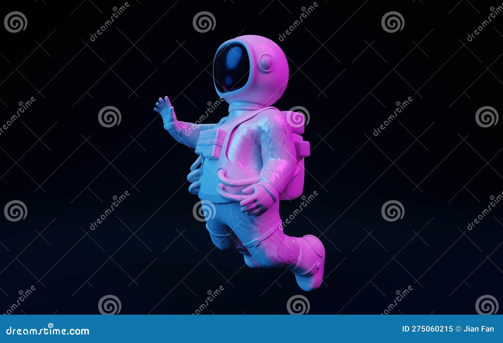 Spaceman with Fantastic Lights, 3d Rendering Stock Illustration ...