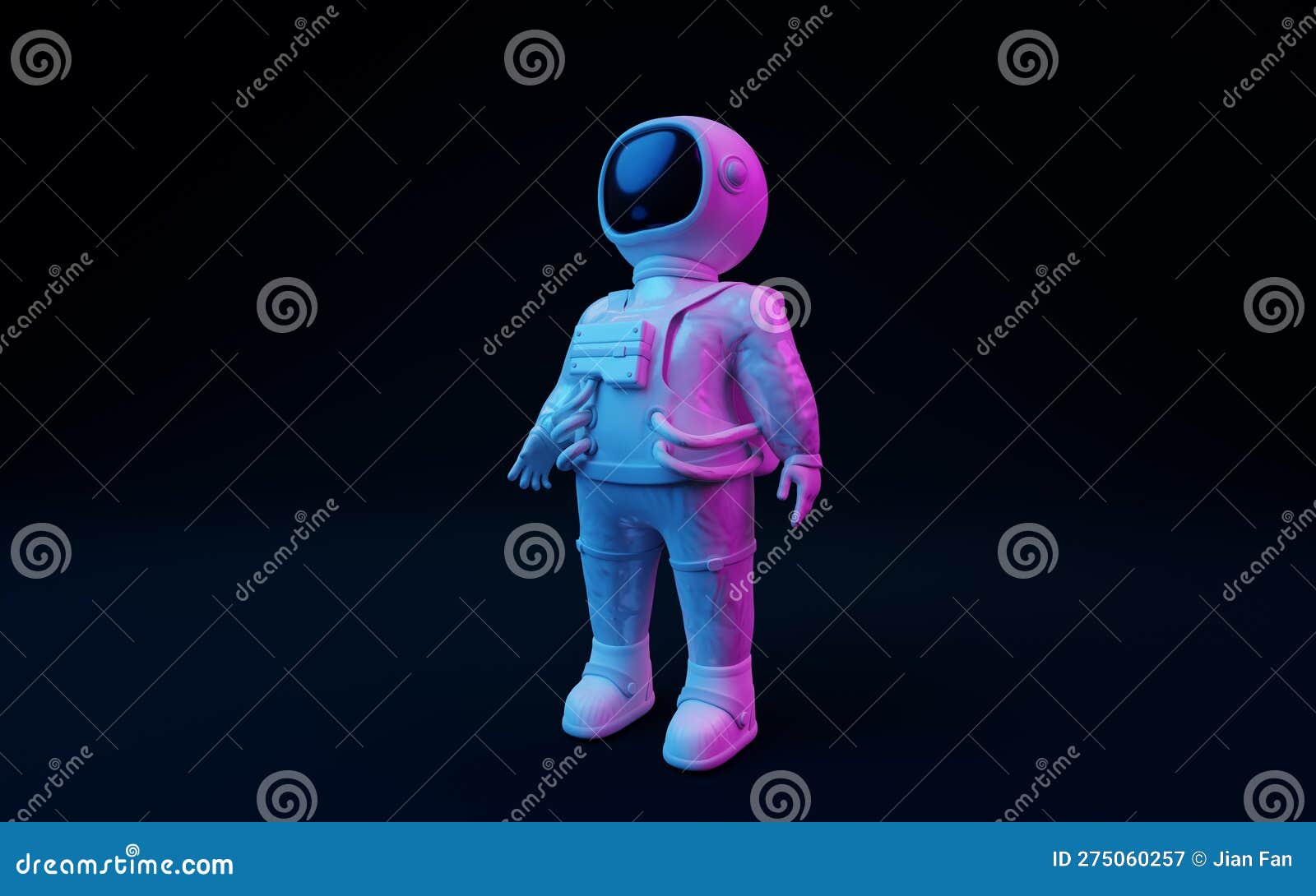 Spaceman with Fantastic Lights, 3d Rendering Stock Illustration ...