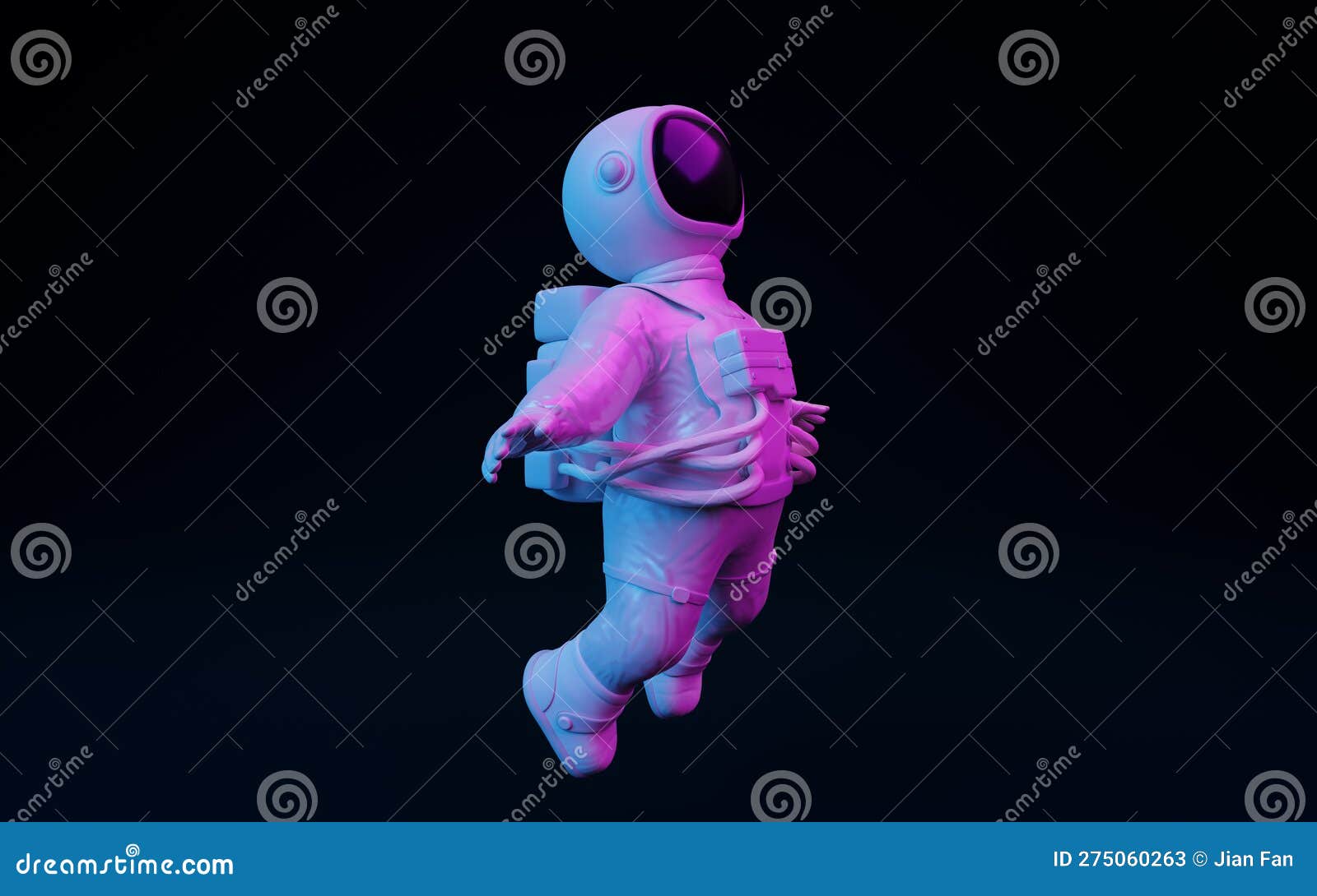 Spaceman with Fantastic Lights, 3d Rendering Stock Illustration ...