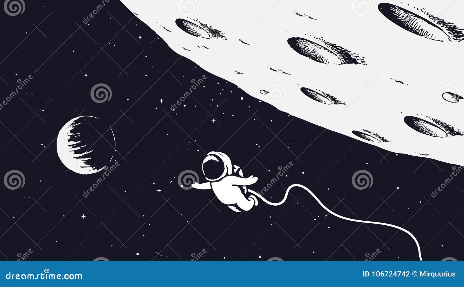 Spaceman Flying Near the Moon Stock Vector - Illustration of cartoon ...