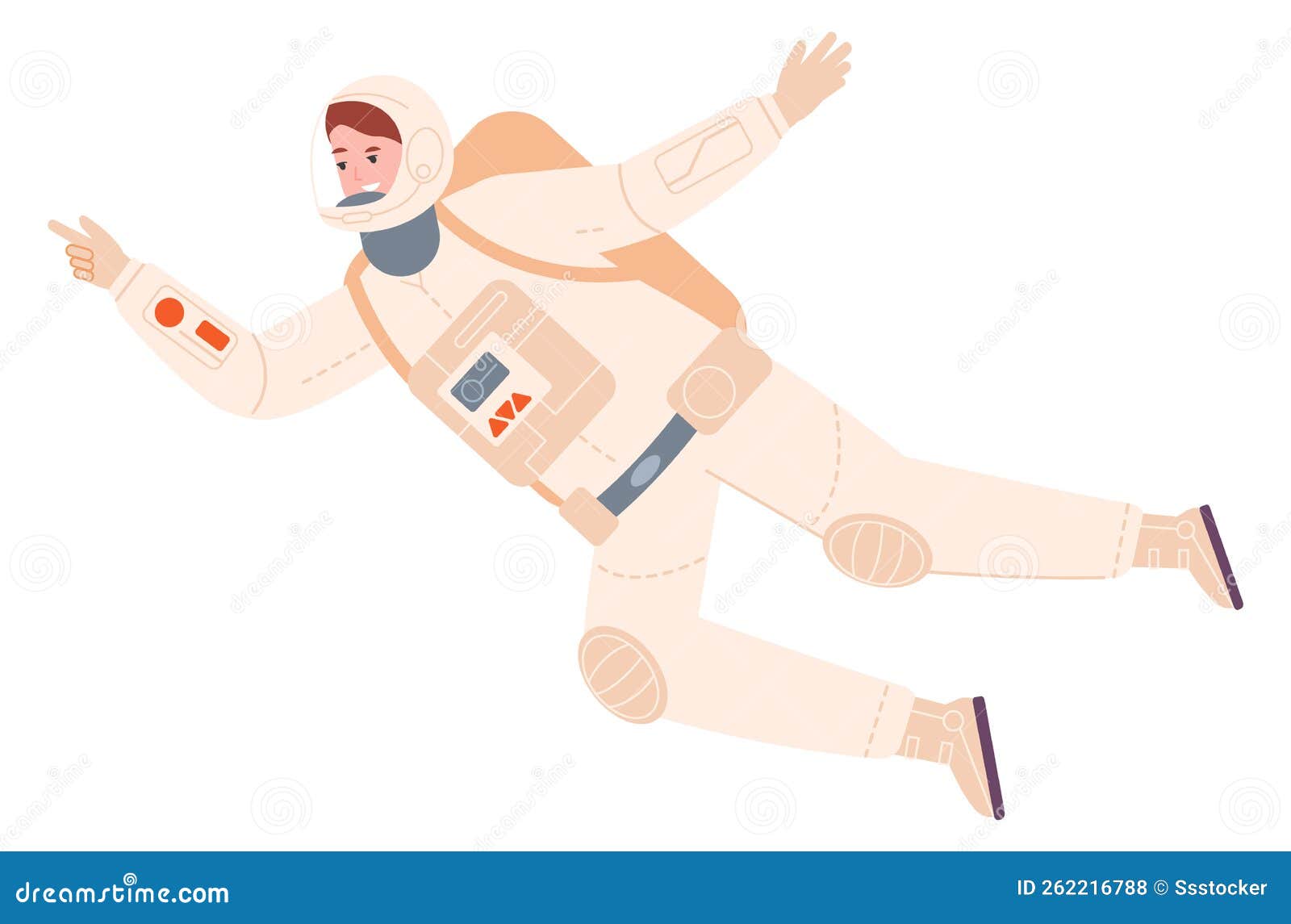Spaceman Flying In Open Space Connected To Space Station, Astronaut Man ...