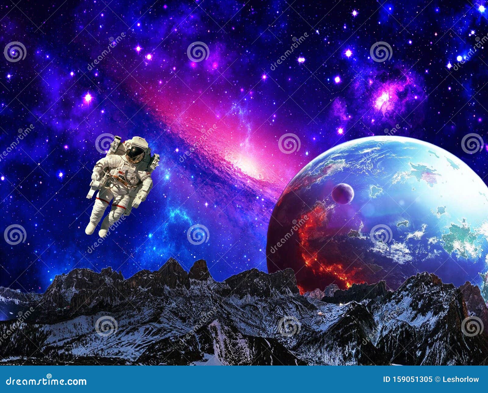 Spaceman and Galaxy stock illustration. Illustration of galactic ...
