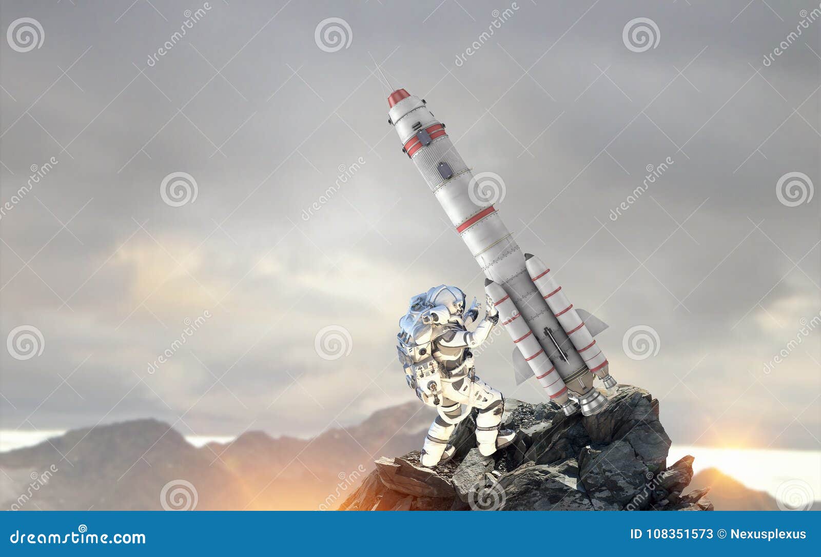 Spaceman and His Mission. Mixed Media Stock Image - Image of surreal ...