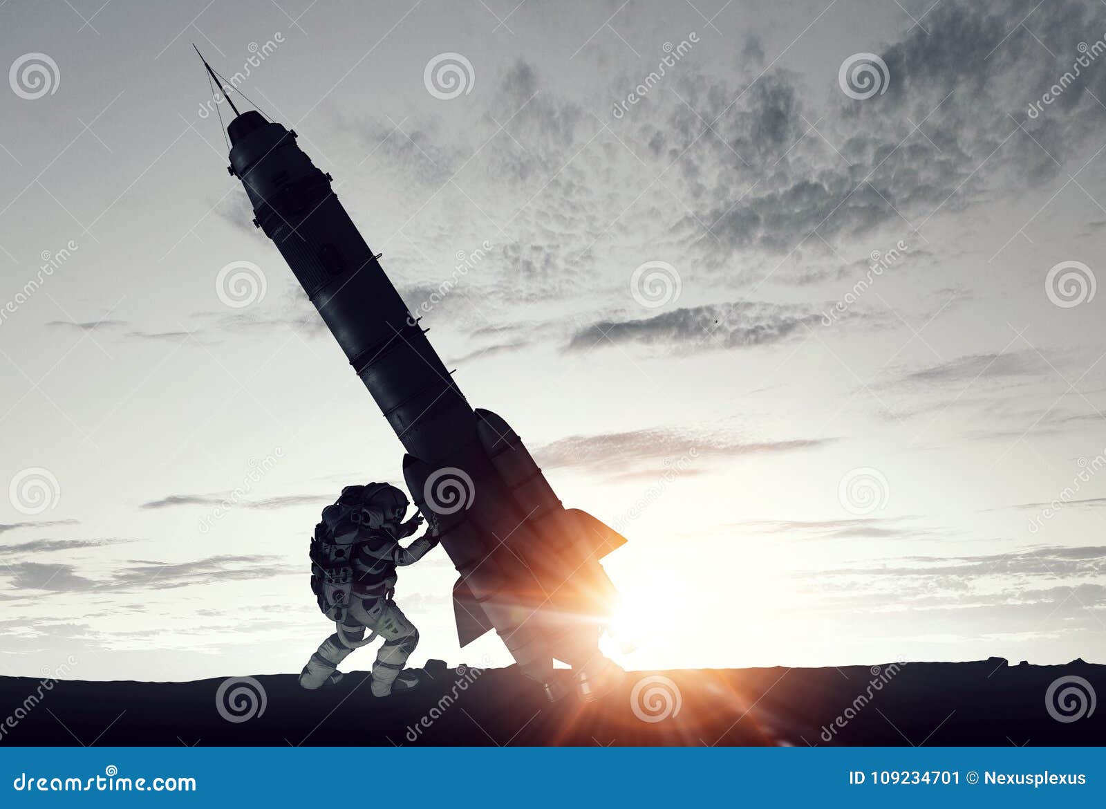 Spaceman and His Mission. Mixed Media Stock Image - Image of astronaut ...