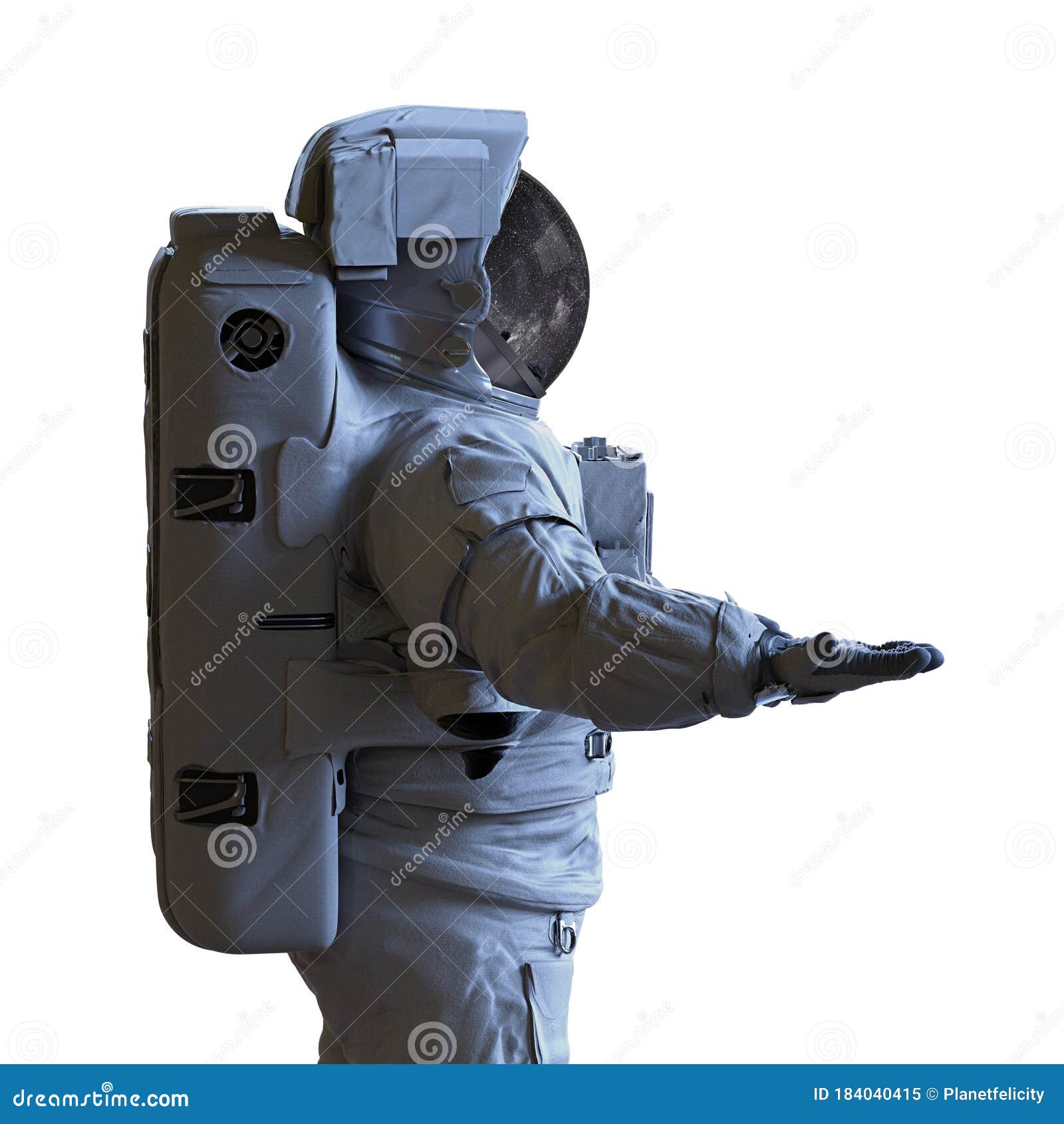 Astronaut Presenting an Empty Space Isolated on White Background Stock ...