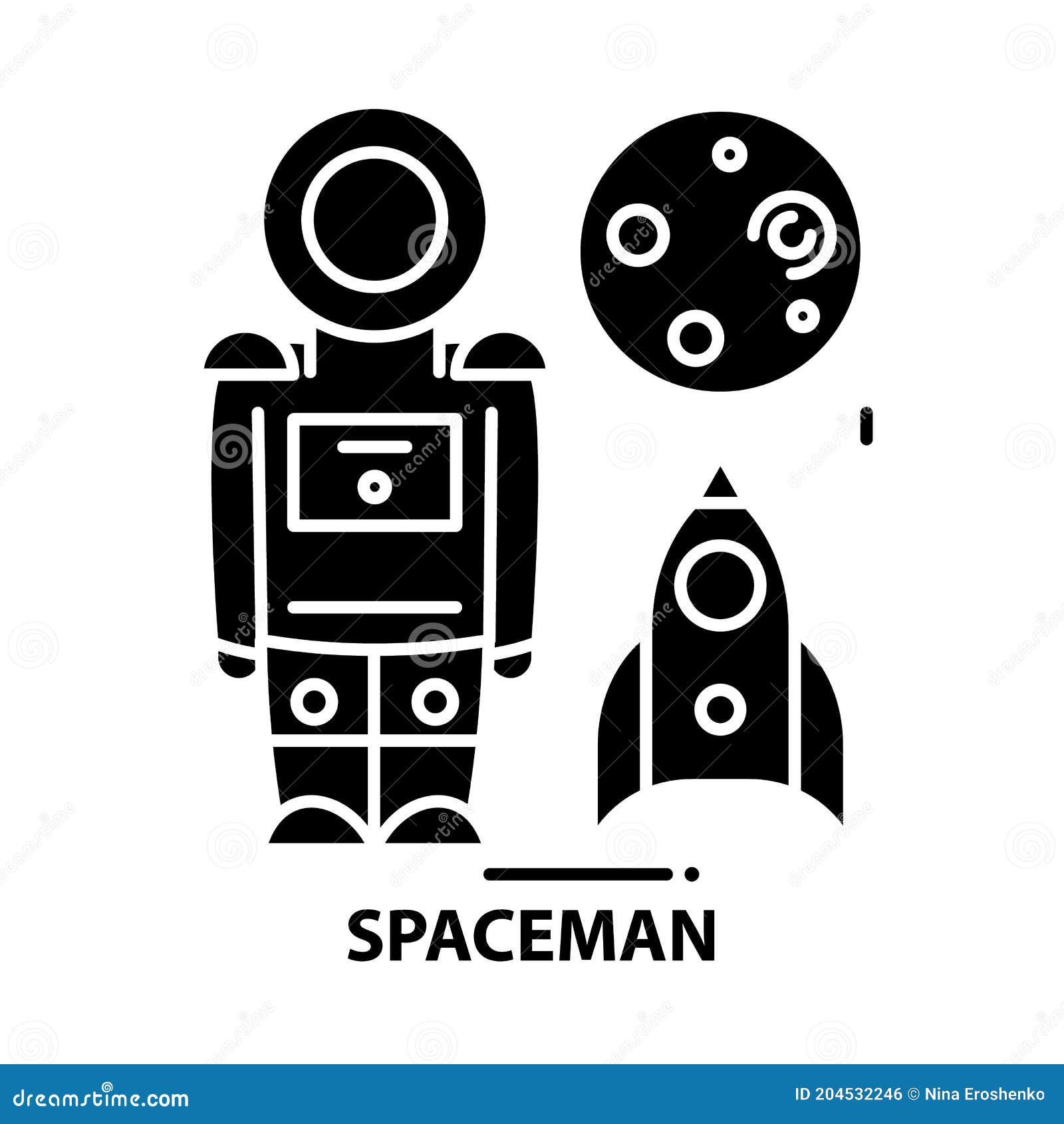 Spaceman Icon, Black Vector Sign with Editable Strokes, Concept ...
