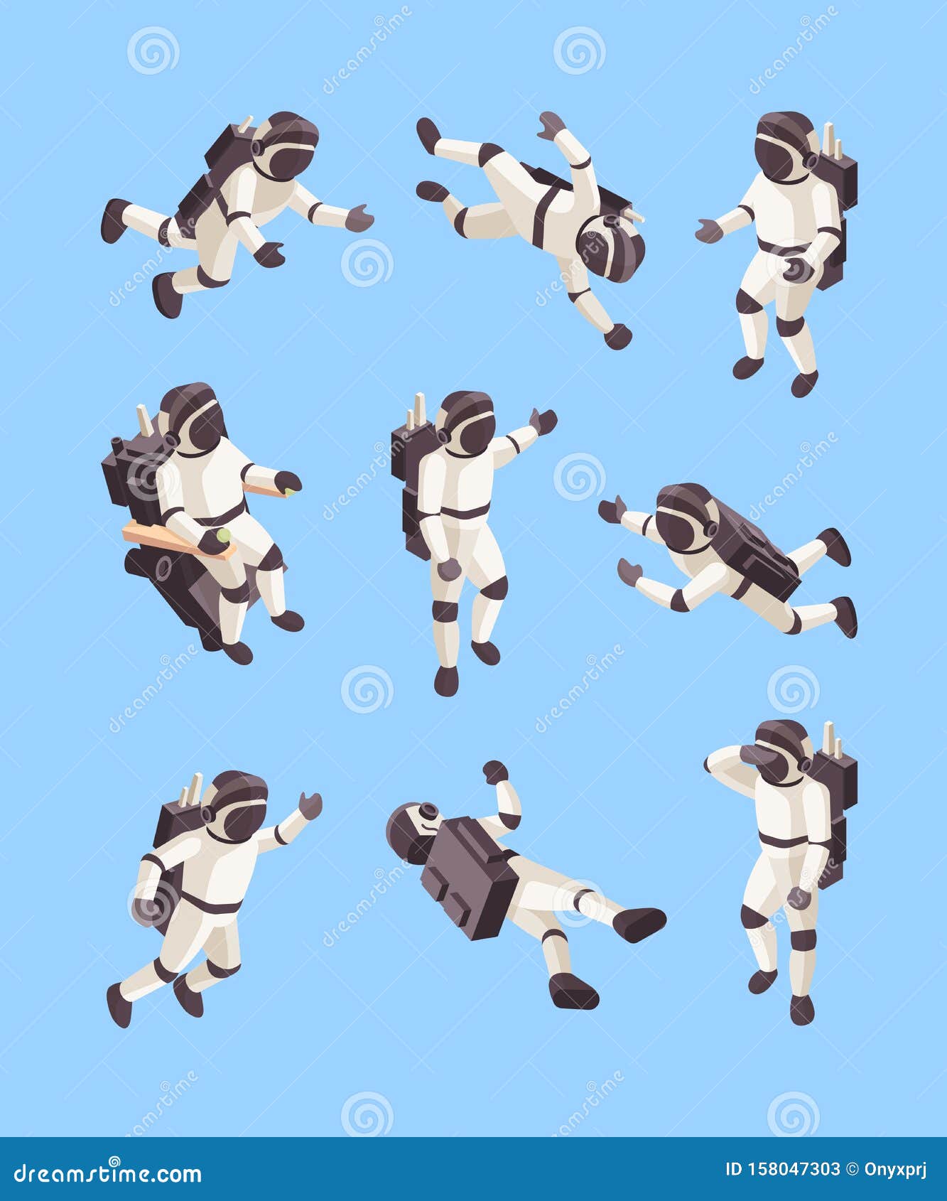 Spaceman Isometric. Future Human Explorer Space Floating Astronaut In ...