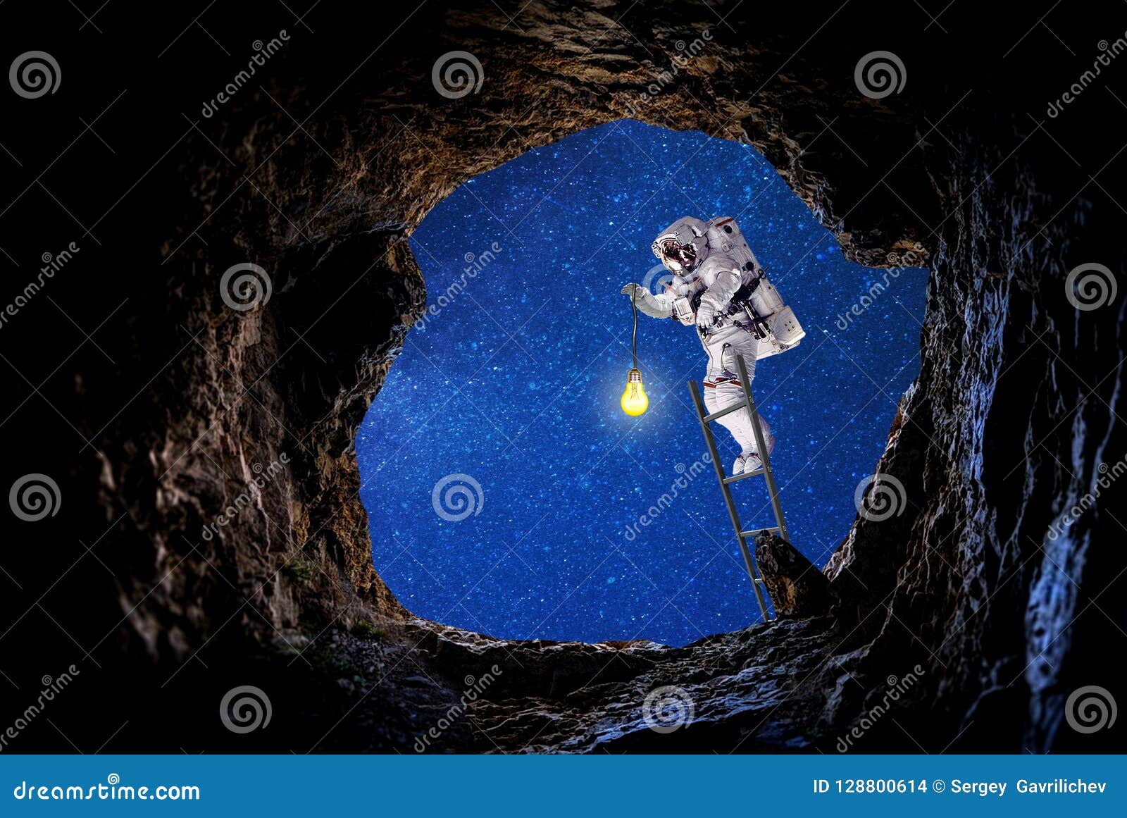 Spaceman In Outer Space With Moon Like A Balloon Cartoon Vector ...