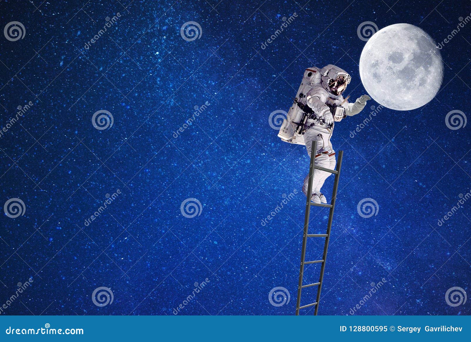 Spaceman on Moon in Outer Space on Leader Stock Image - Image of ...
