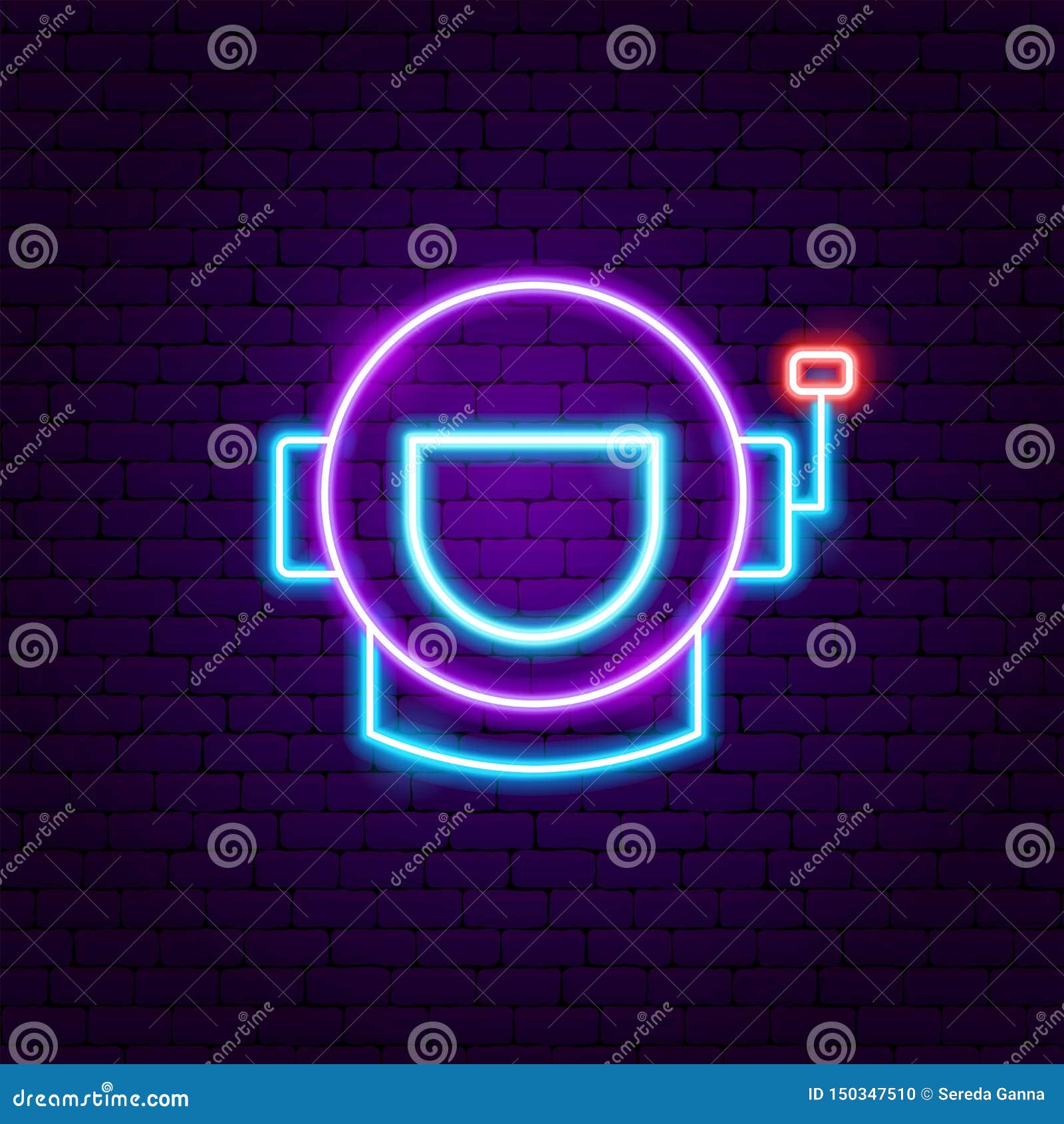 Spaceman Neon Label stock vector. Illustration of label - 150347510