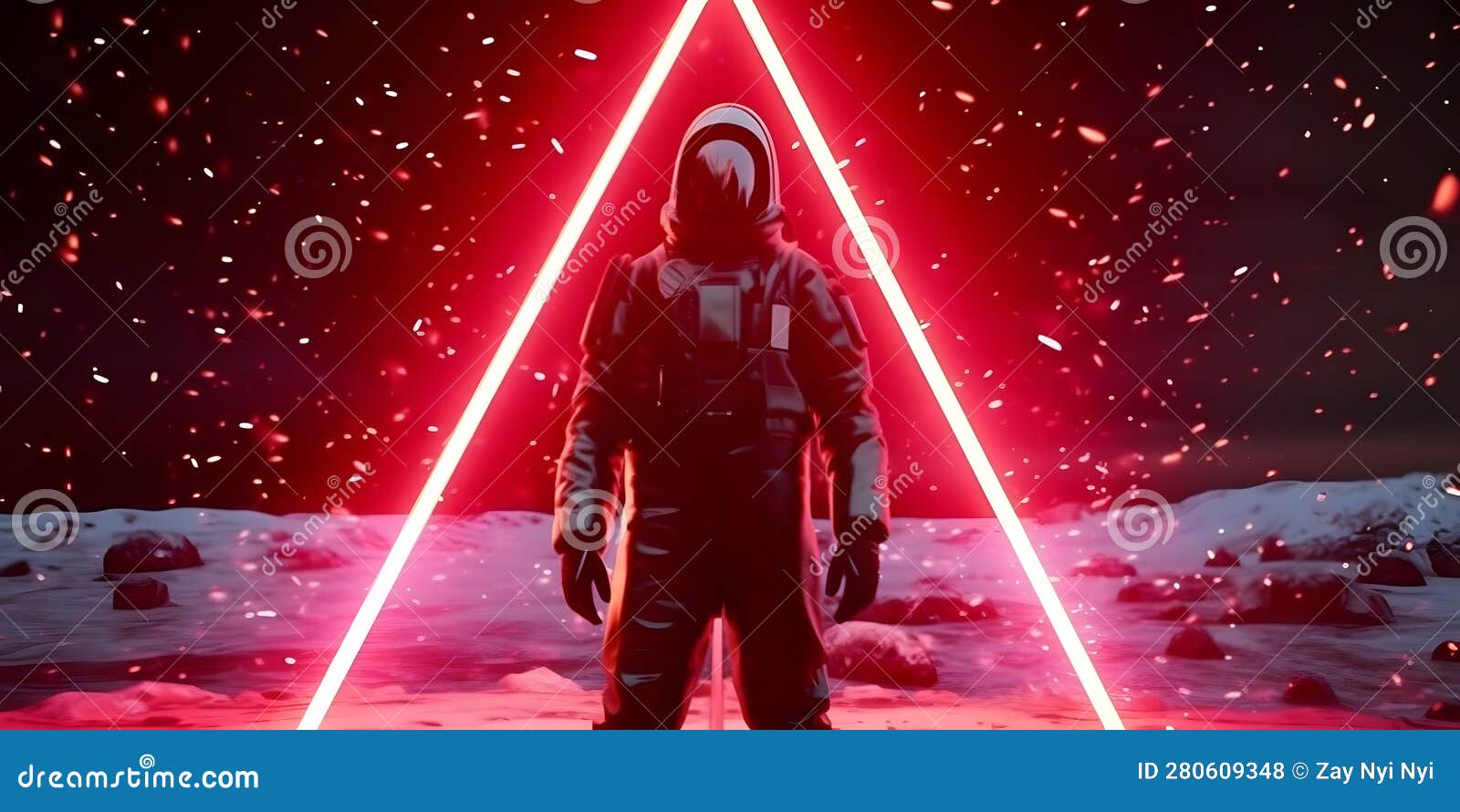 Spaceman the Planet. Astronaut with Neon Lights. AI Generated Stock ...