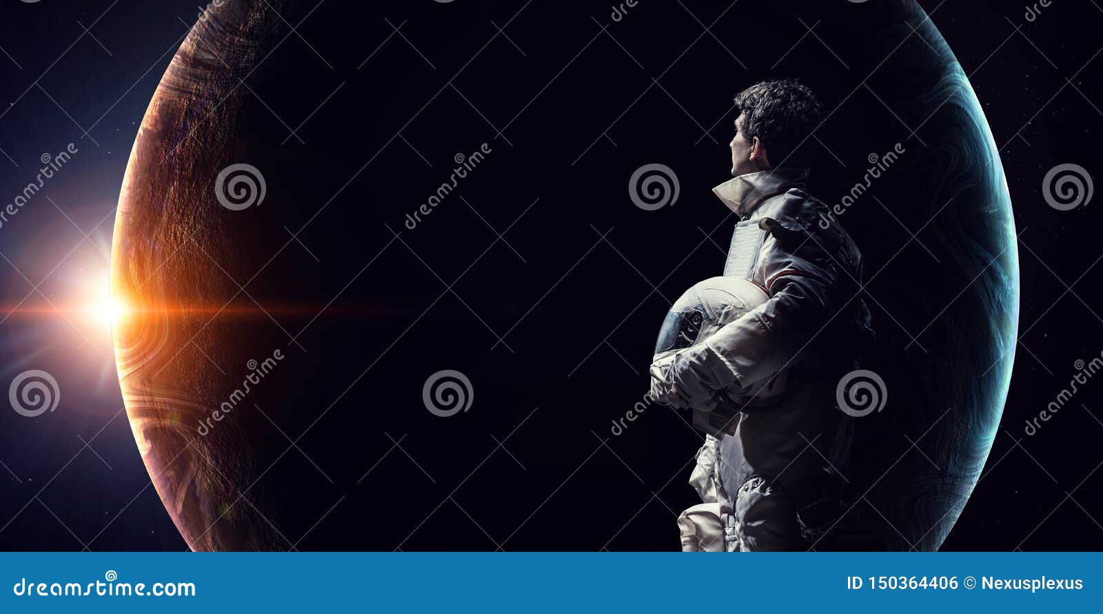 Spaceman and the Planet Earth Abstract Theme Stock Illustration ...