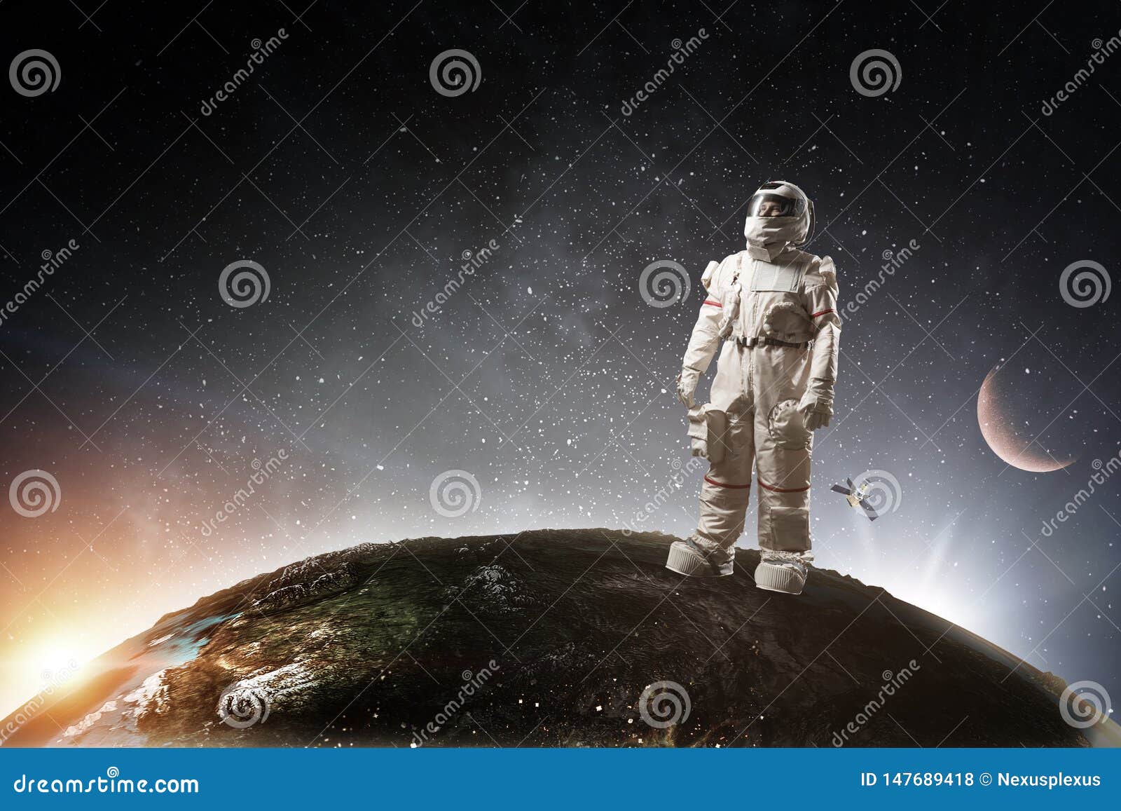 Spaceman and the Planet Earth Abstract Theme Stock Photo - Image of ...
