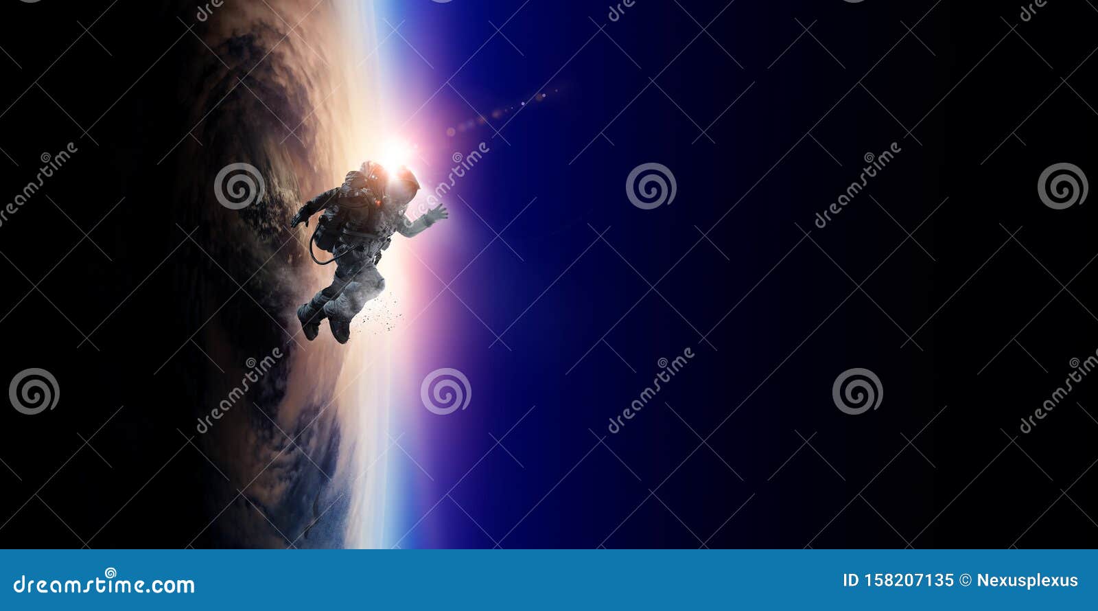 Spaceman and Planet, Human in Space Concept Stock Image - Image of ...