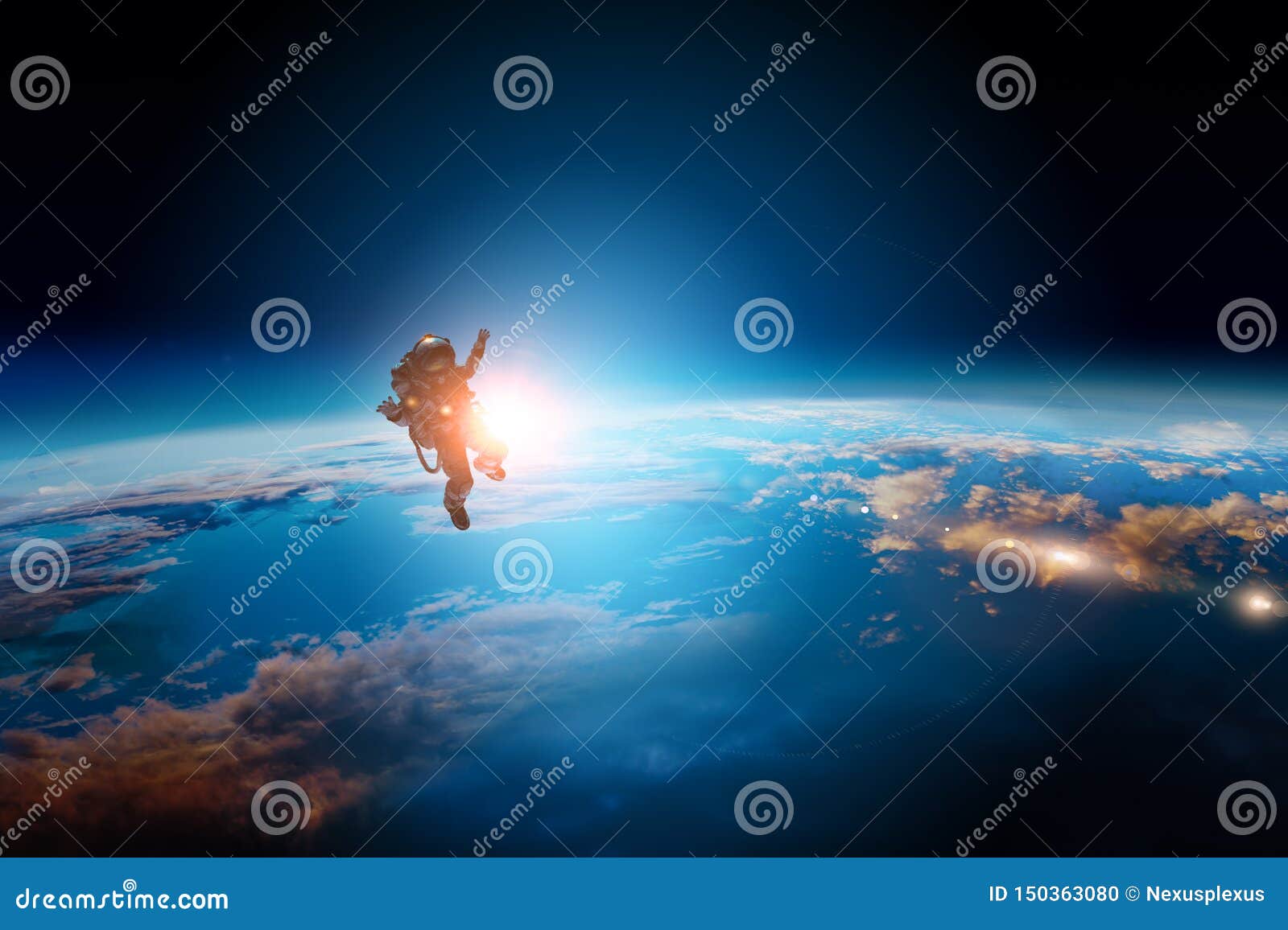 Spaceman and Planet, Human in Space Concept Stock Photo - Image of ...