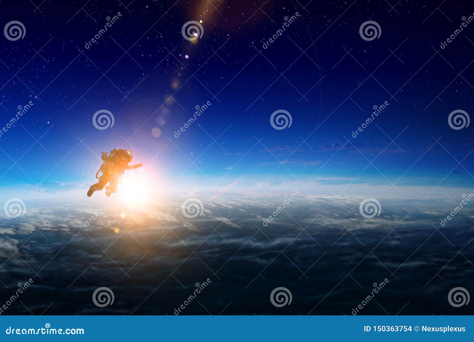 Spaceman and Planet, Human in Space Concept Stock Photo - Image of ...